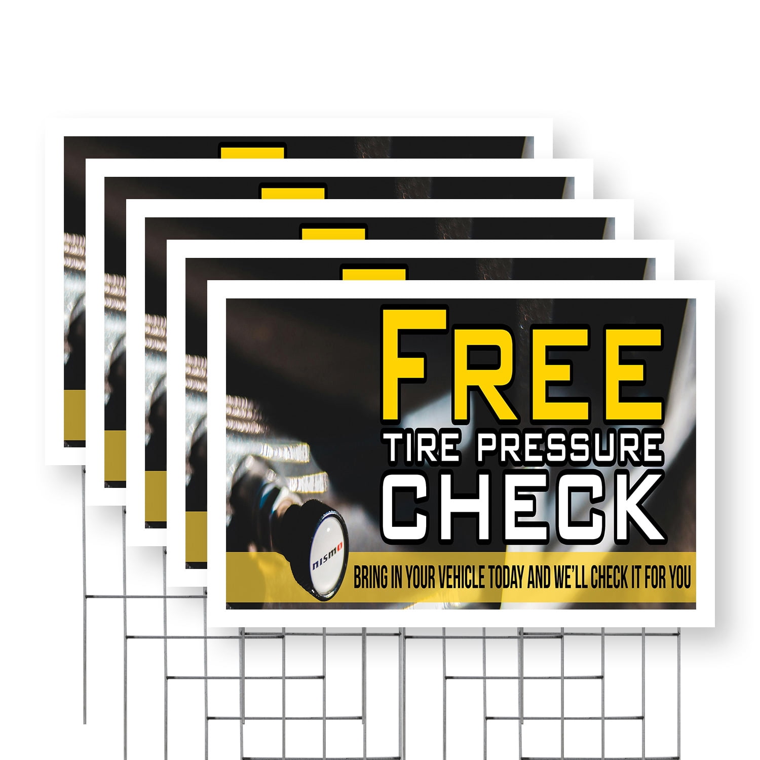 Free Tire Pressure Check Yard Sign 5 Pack of 24 Inch x 36 Inch Double ...