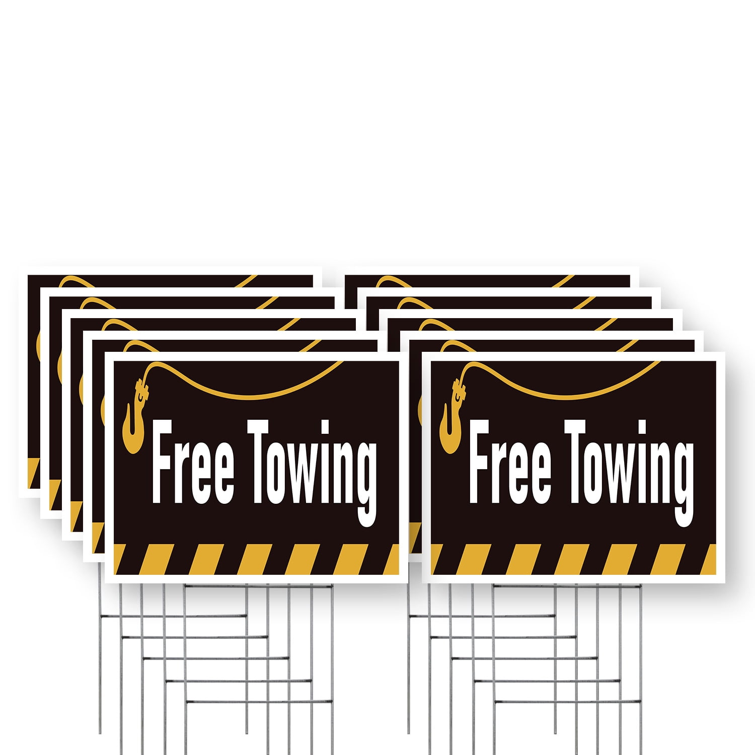 Free Towing Yard Sign 10 Pack of 18 Inch x 24 Inch Double Sided ...
