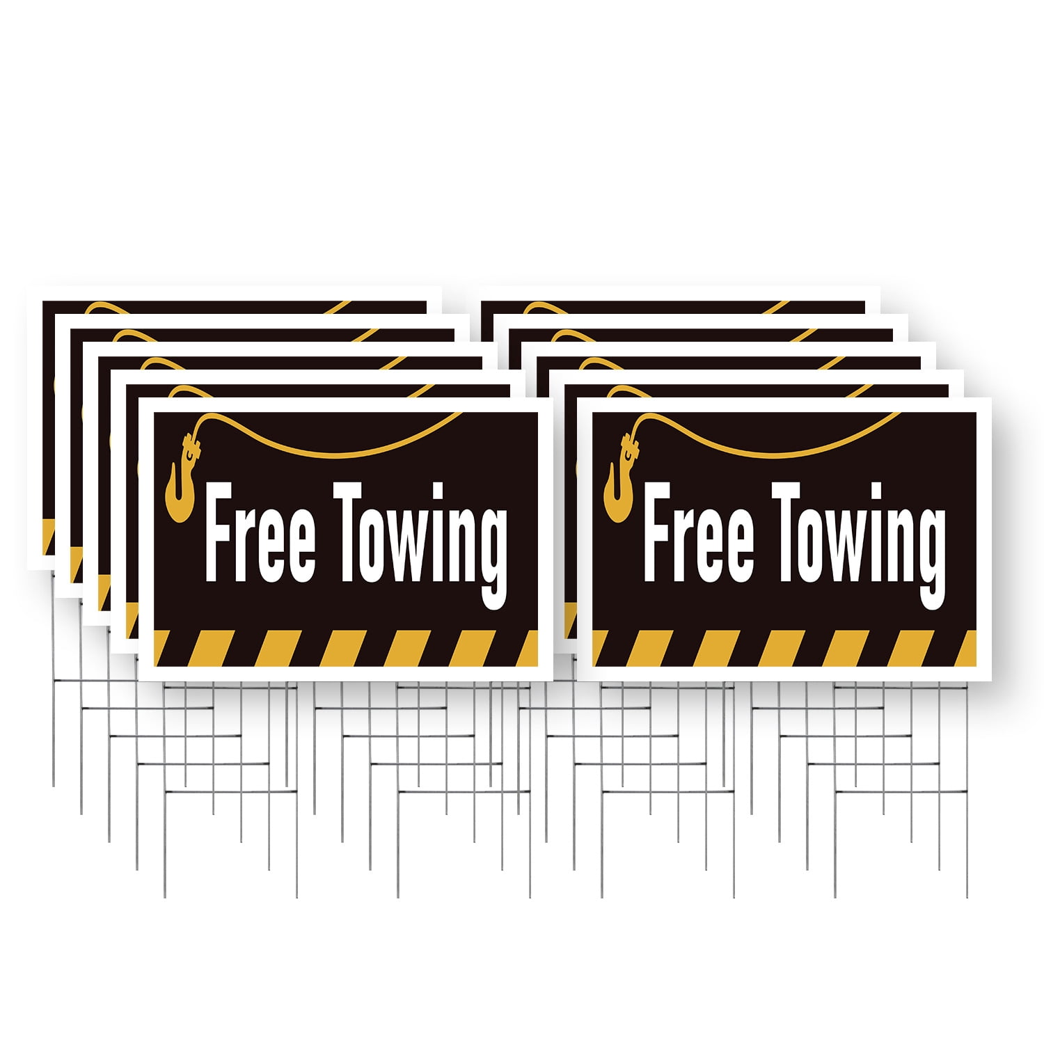 Free Towing Yard Sign 10 Pack of 24 Inch x 36 Inch Single Sided ...