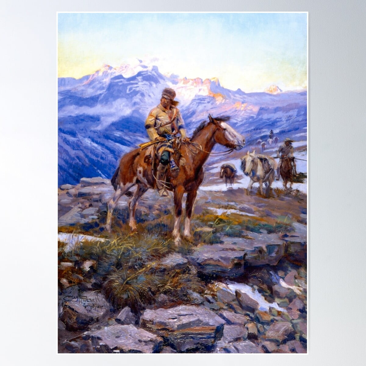 Free Trappers - Charles M. Russell - 1911 Poster Wall Art, Modern Wall ...
