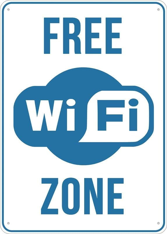 Free Wi Fi Zone Sign 12X8 Inch Aluminum Uv Ink Printed For House And ...