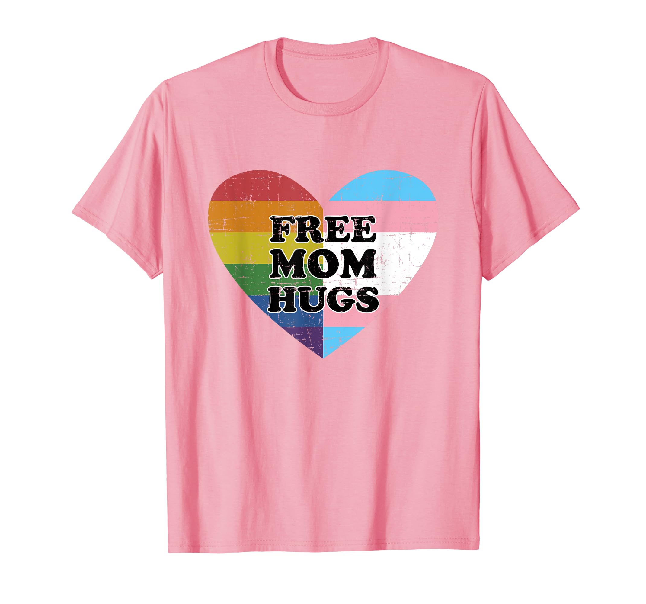 Free mom hugs with rainbow and transgender flag heart T-Shirt Funny ...