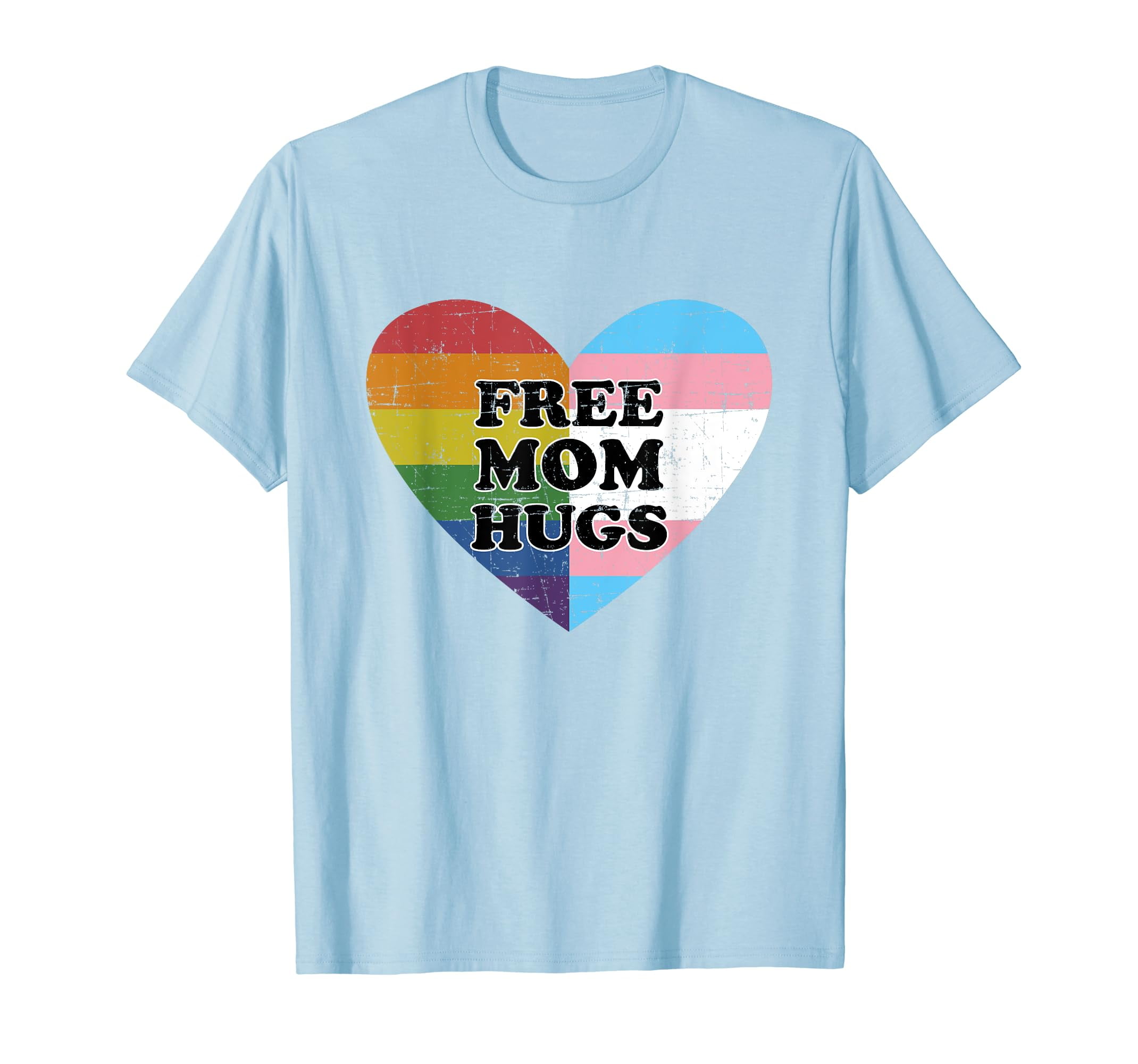 Free mom hugs with rainbow and transgender flag heart T-Shirt Funny ...