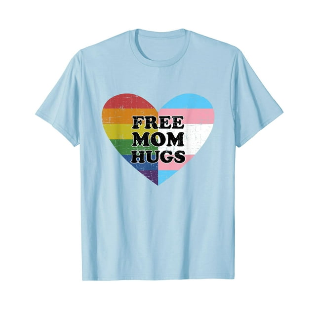 Free mom hugs with rainbow and transgender flag heart T-Shirt Funny ...