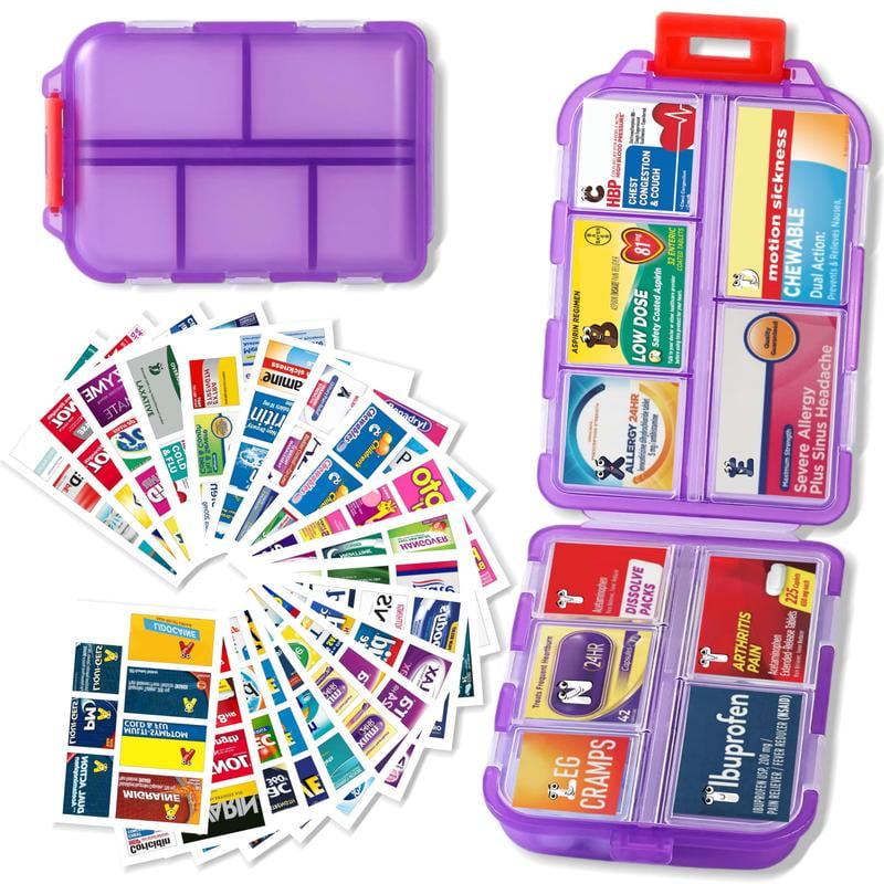 【Free shipping】Travel Pill Organizer Box, 147 Brand Labels, Portable ...