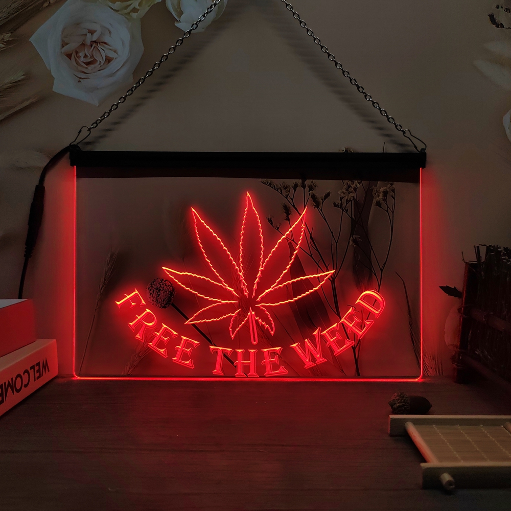 Free the Weed Marijuana High Life Vintage LED Neon Sign-Posters ...