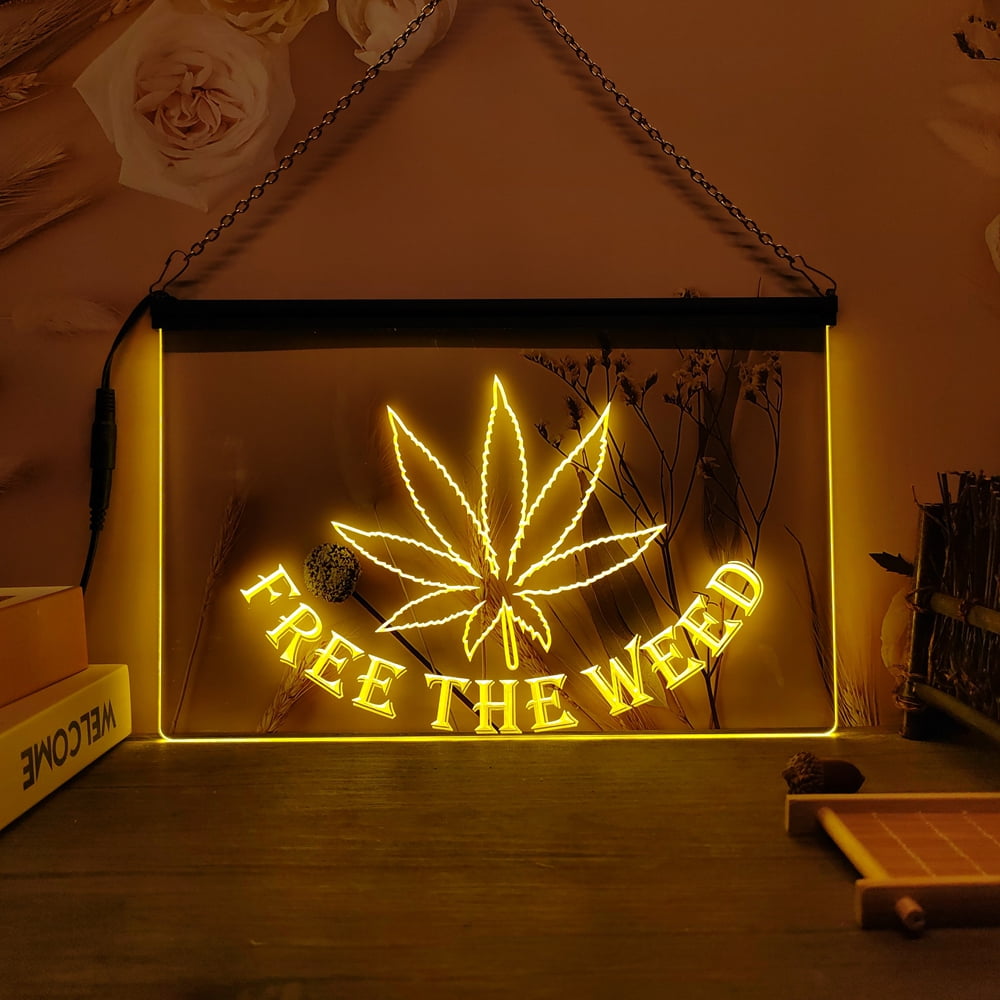 Free the Weed Marijuana High Life Vintage LED Neon Sign-Posters ...