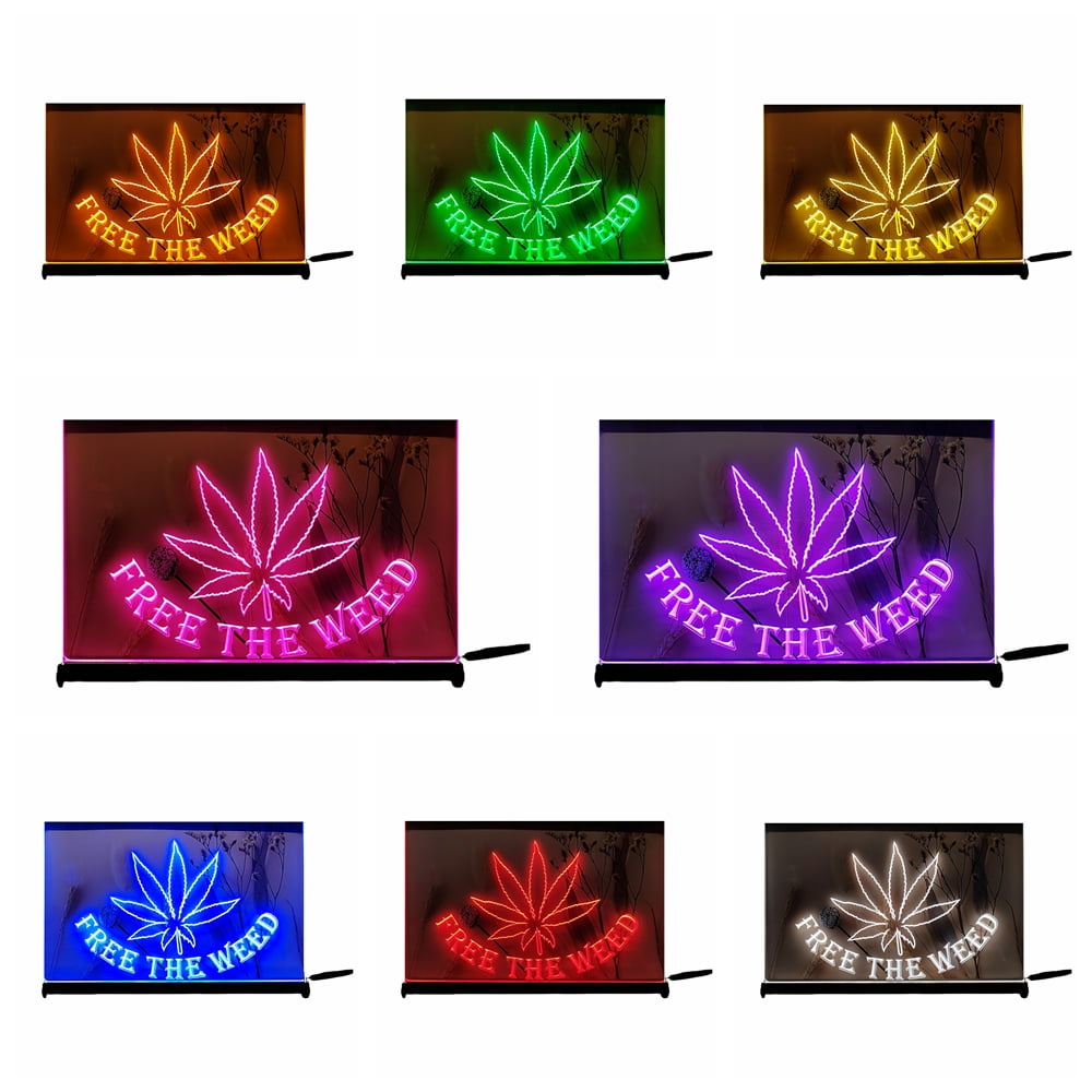 Free the Weed Marijuana High Life Vintage LED Neon Sign-Posters ...