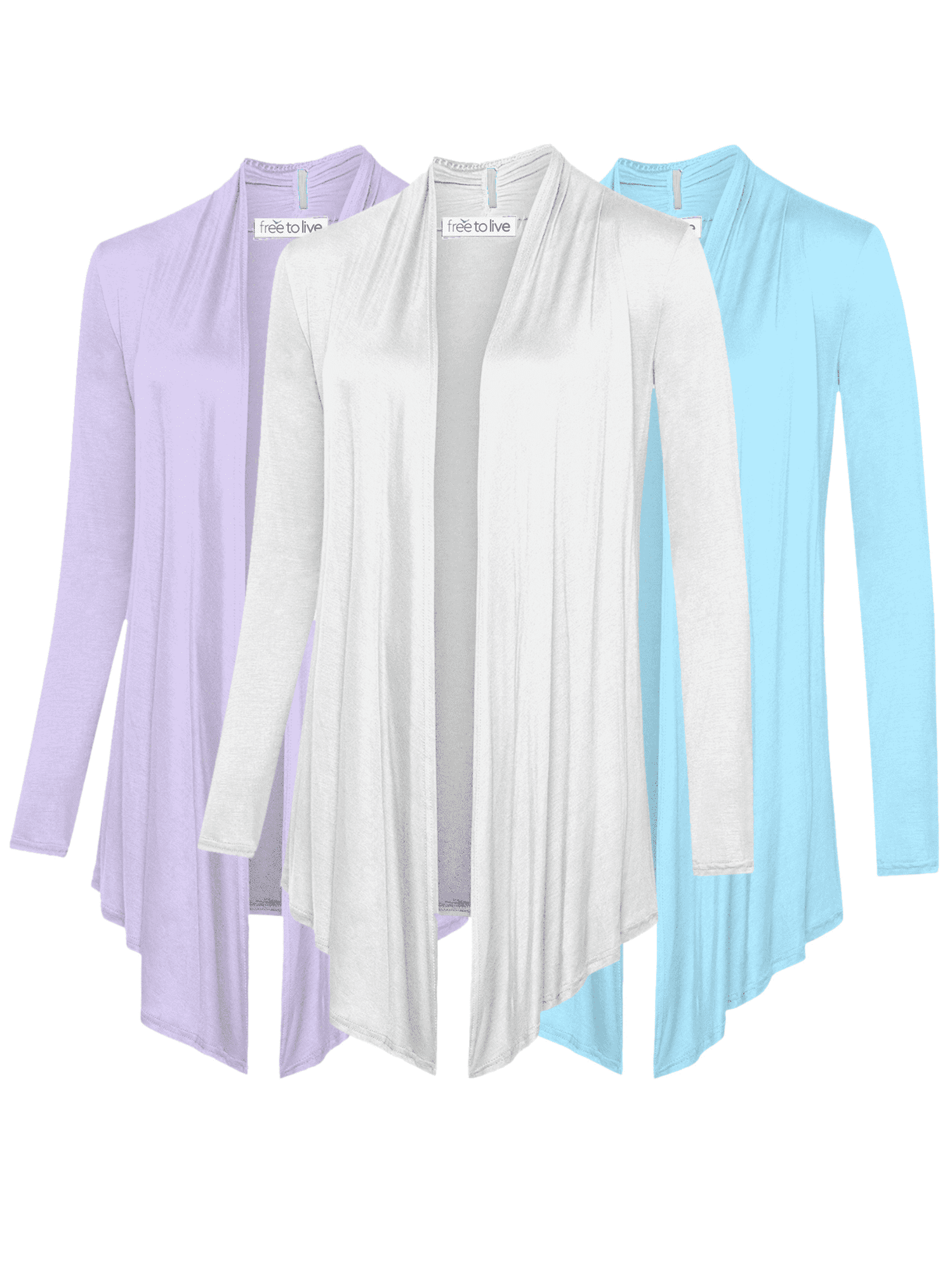 Free to Live 3 Pack Women's Long Sleeve Cardigans - Open Front Drape ...