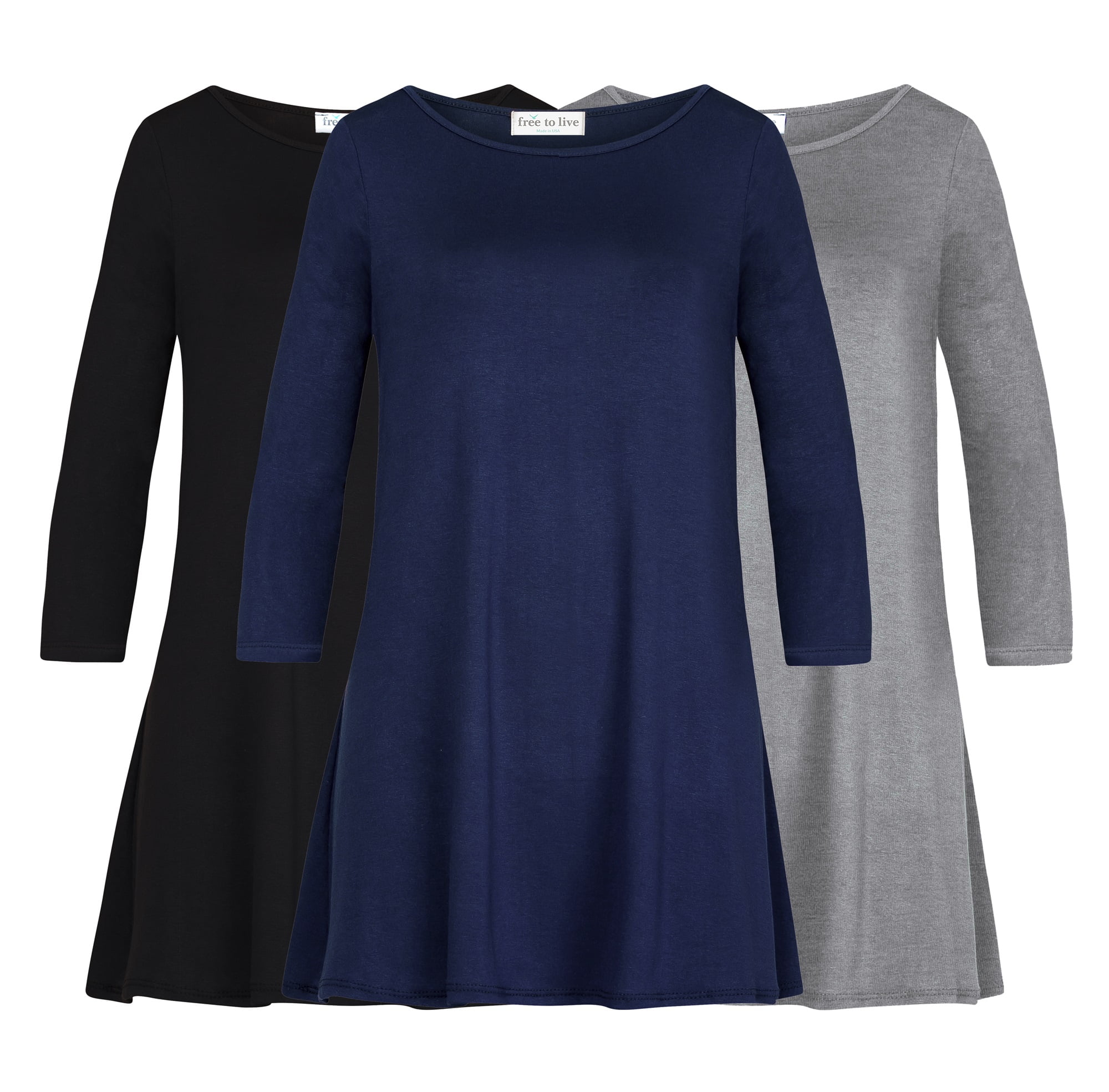 Free to Live 3 Pack Women's Loose Fit Long Elbow Sleeve Extra Long ...