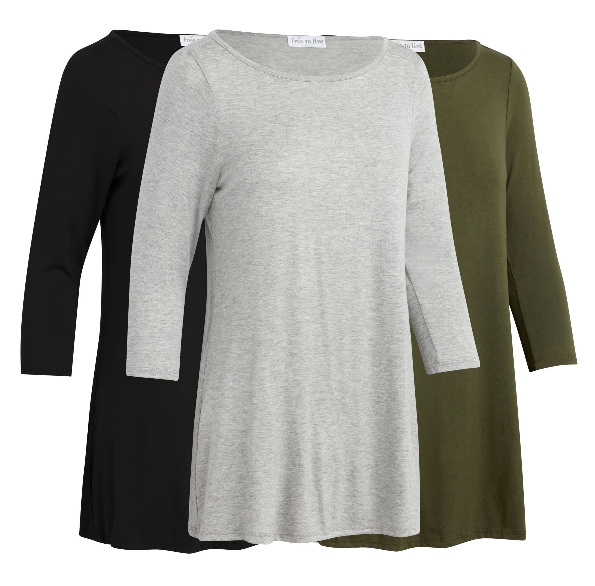 Free to Live 3 Pack Women's Loose Fit Long Elbow Sleeve Extra Long ...