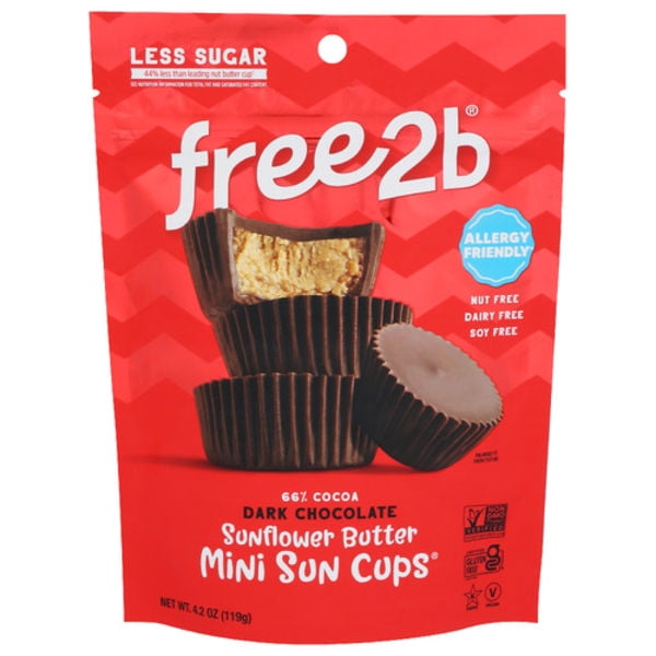 Free2b Dark Chocolate Mini Sun Cups 4.2 oz Package May Vary - Walmart.com
