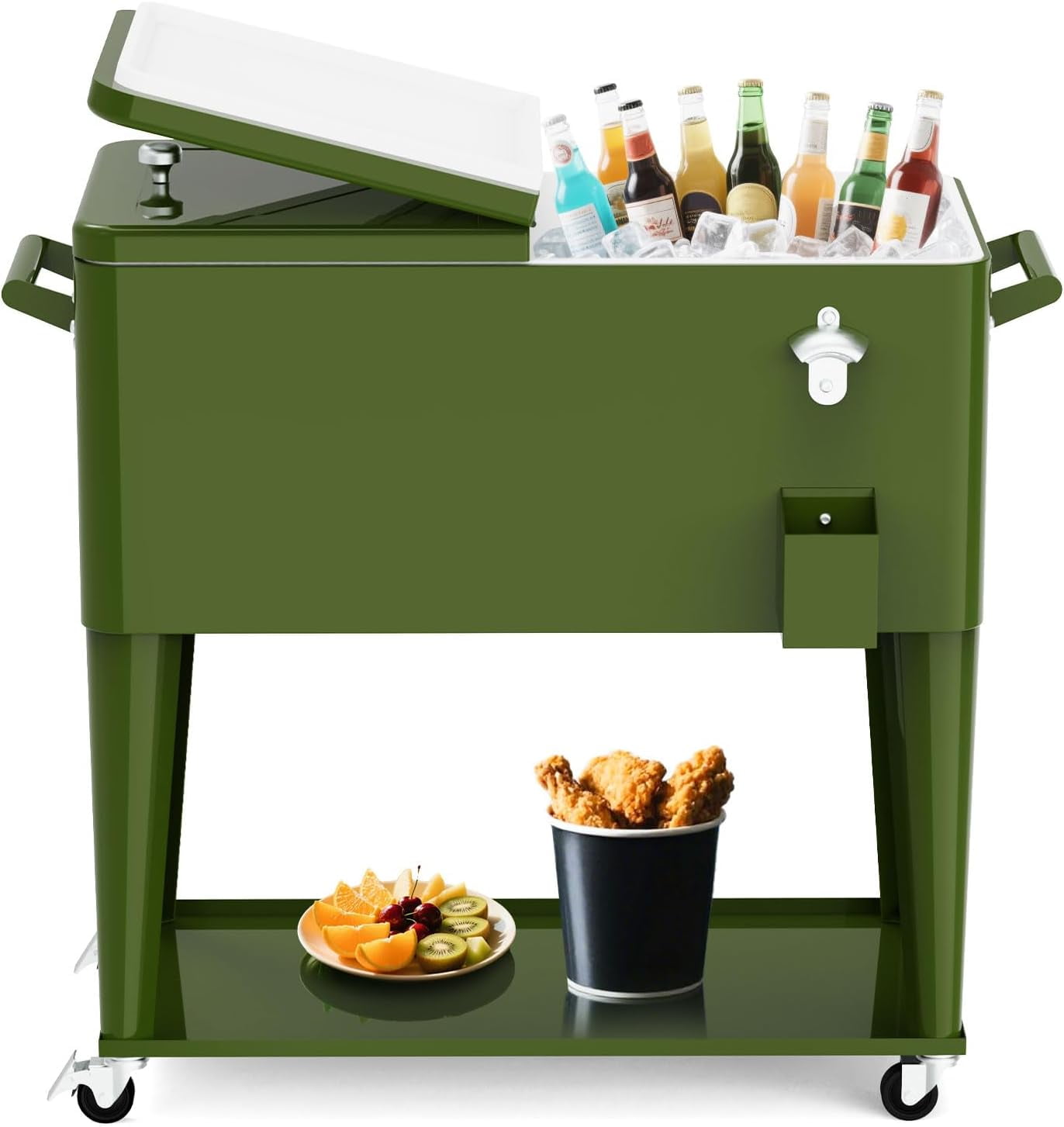 FreeLung Portable 80 Quart Outdoor Patio Cooler Cart with Wheels ...
