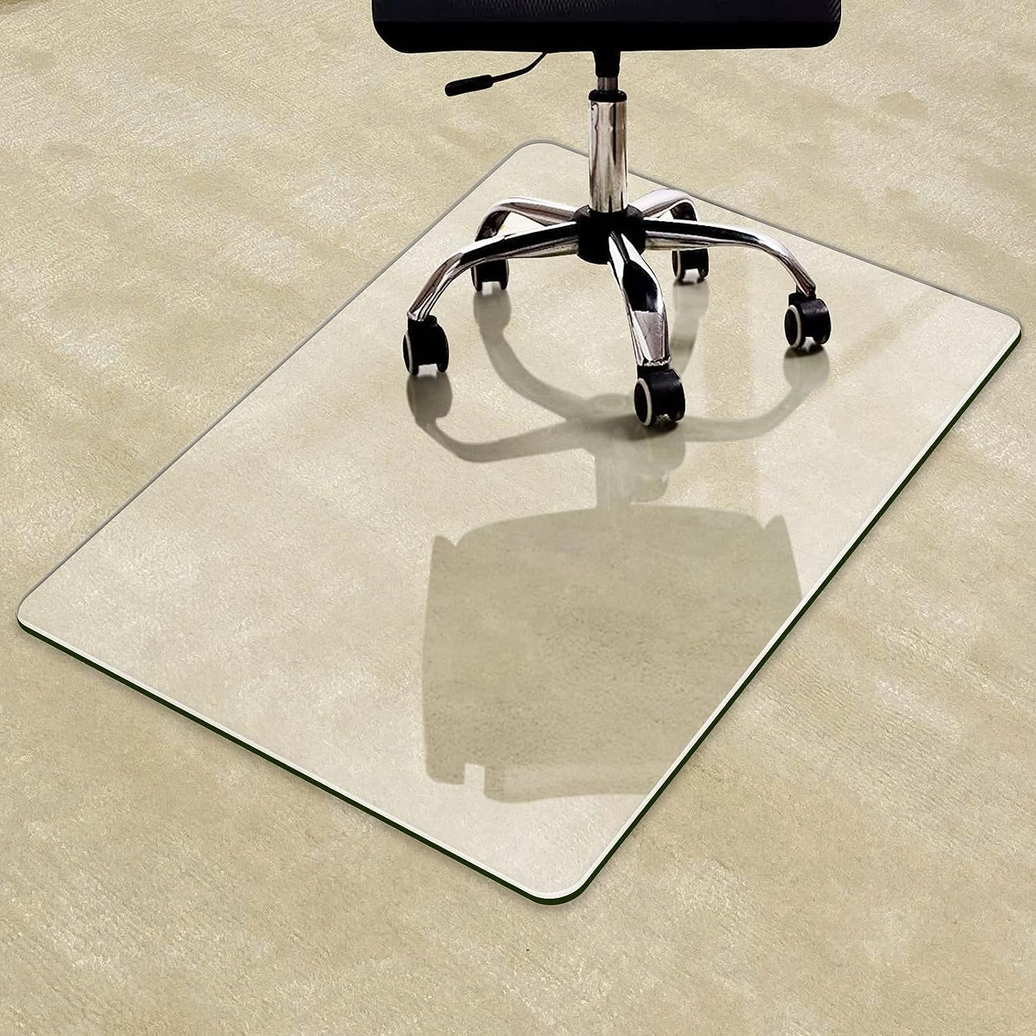 "FreeLung Large Tempered Glass Chair Mat, Thick & Rolling for Home ...