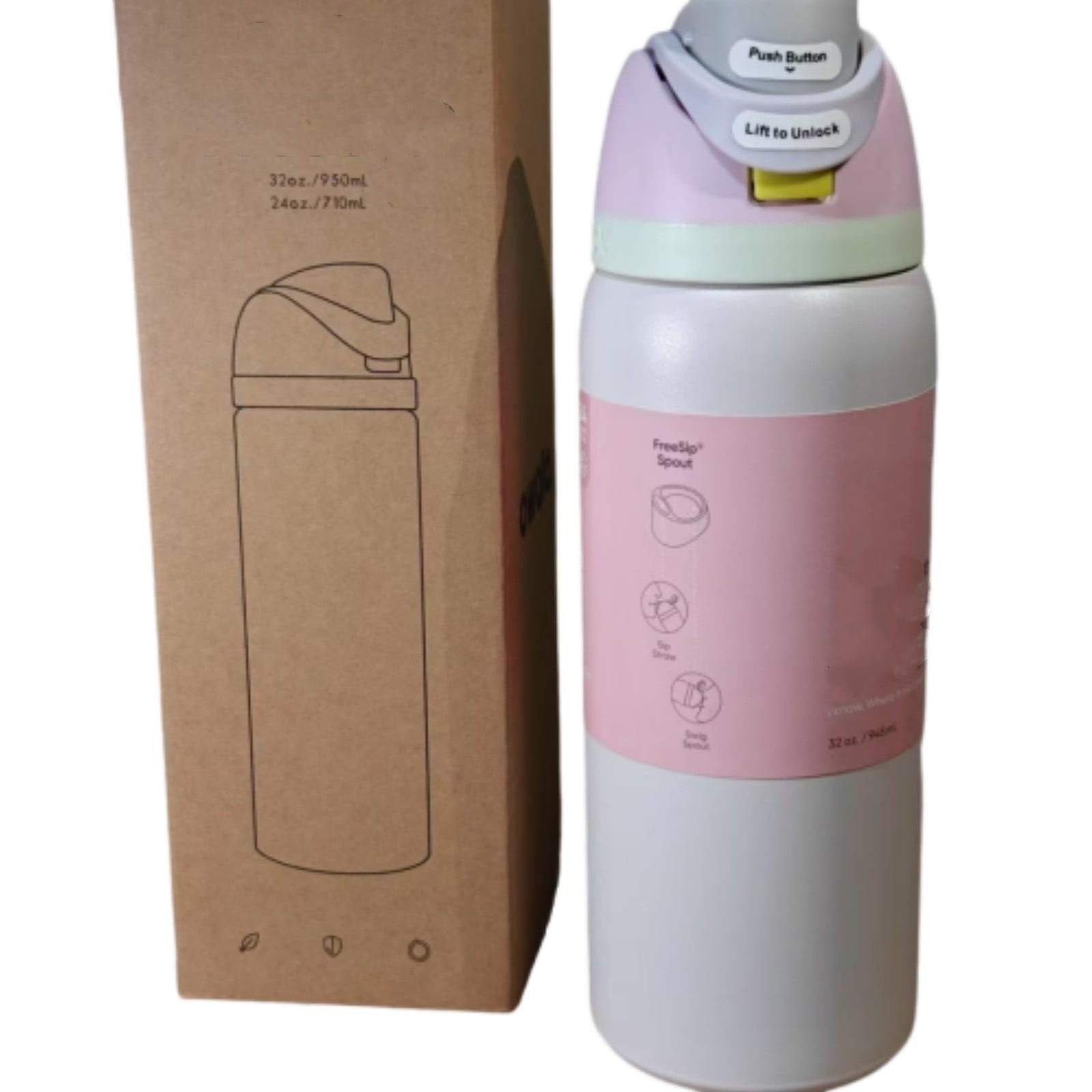 FreeSip 32 oz Water Bottle ( Color - Pink & purple) Color Limited ...