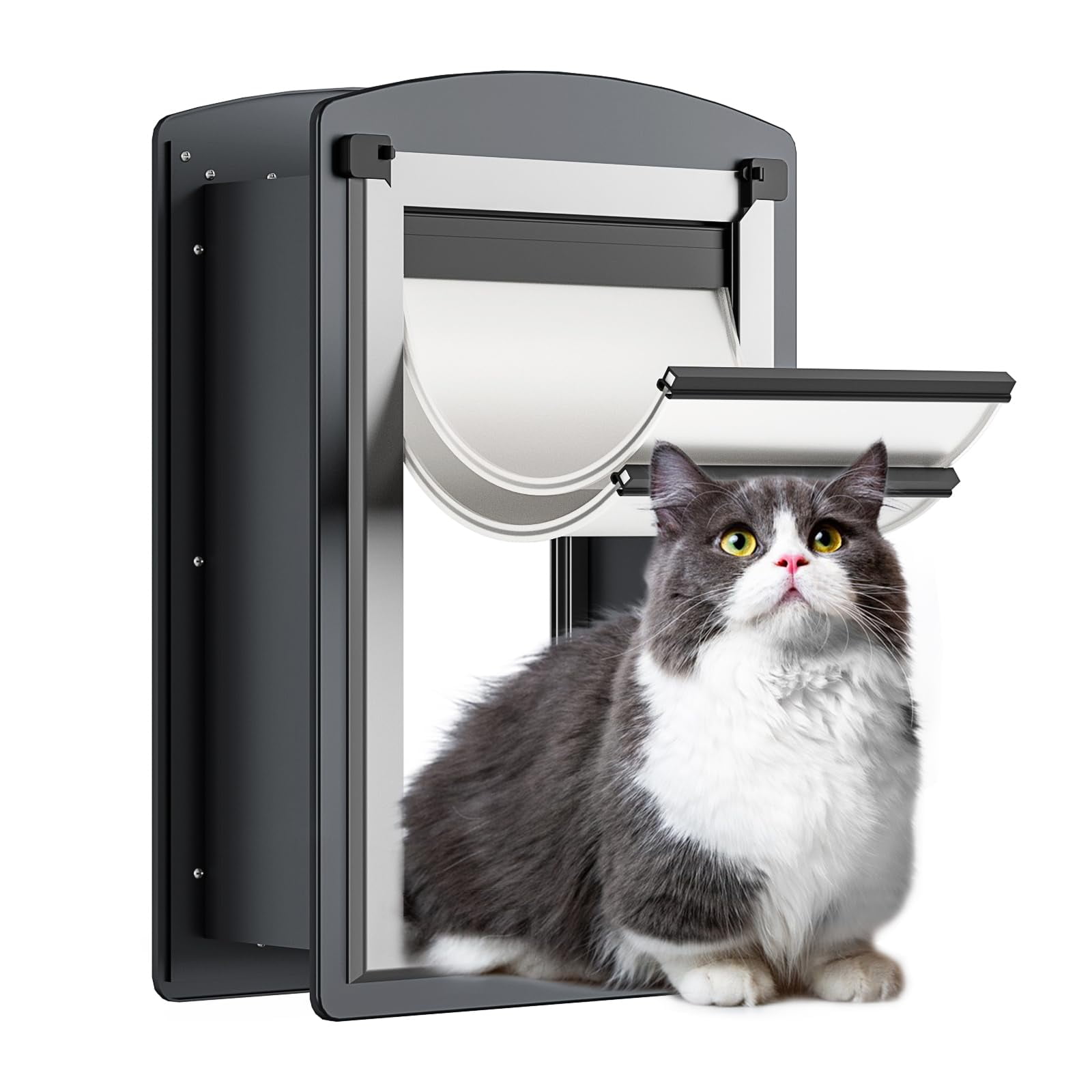 FreeStanding Cat Door for Wall, Steel Frame Cat Doors with Telescoping ...