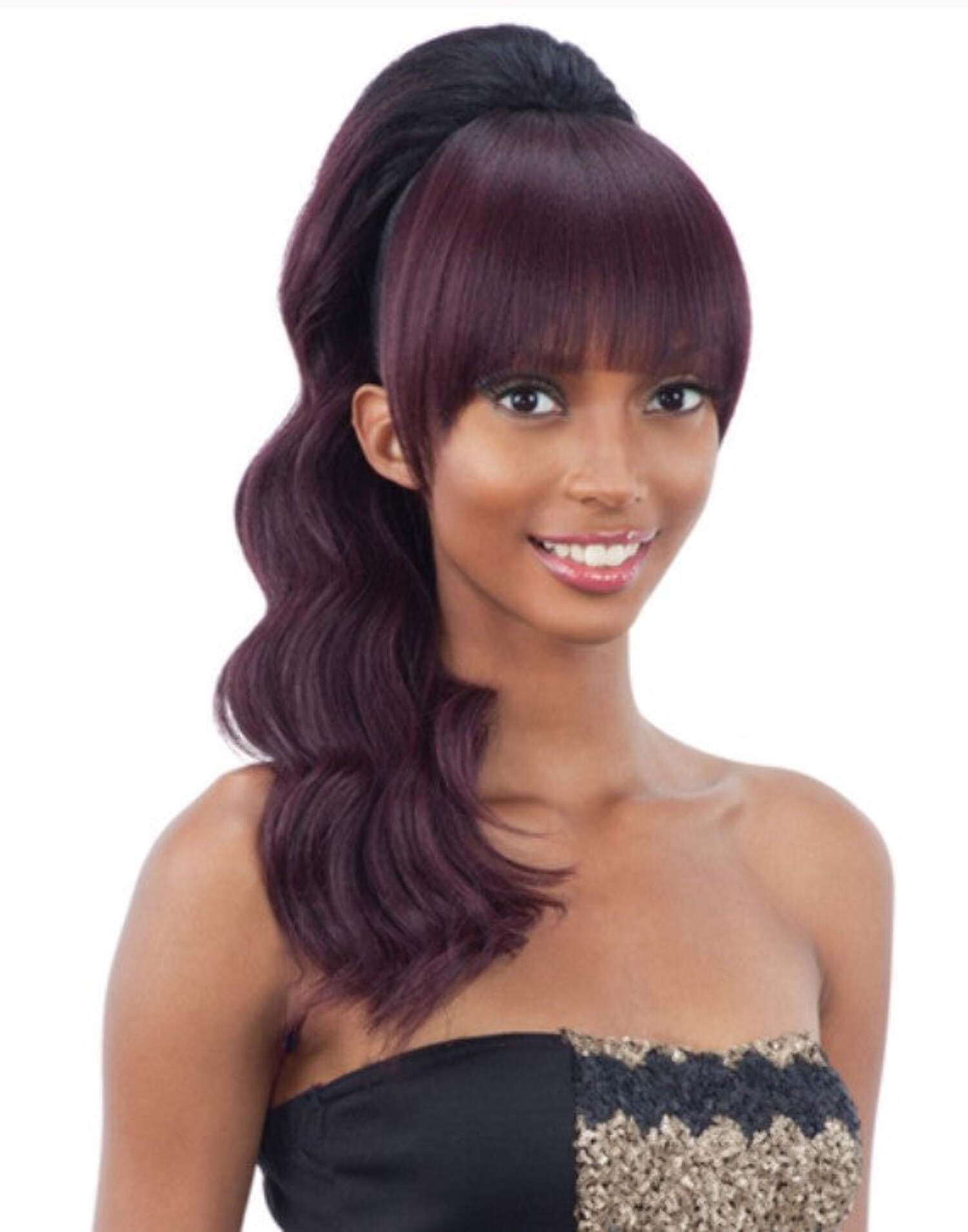 FreeTress Equal Synthetic Hair Ponytail & China Bang Loose Deep 2Pcs ...