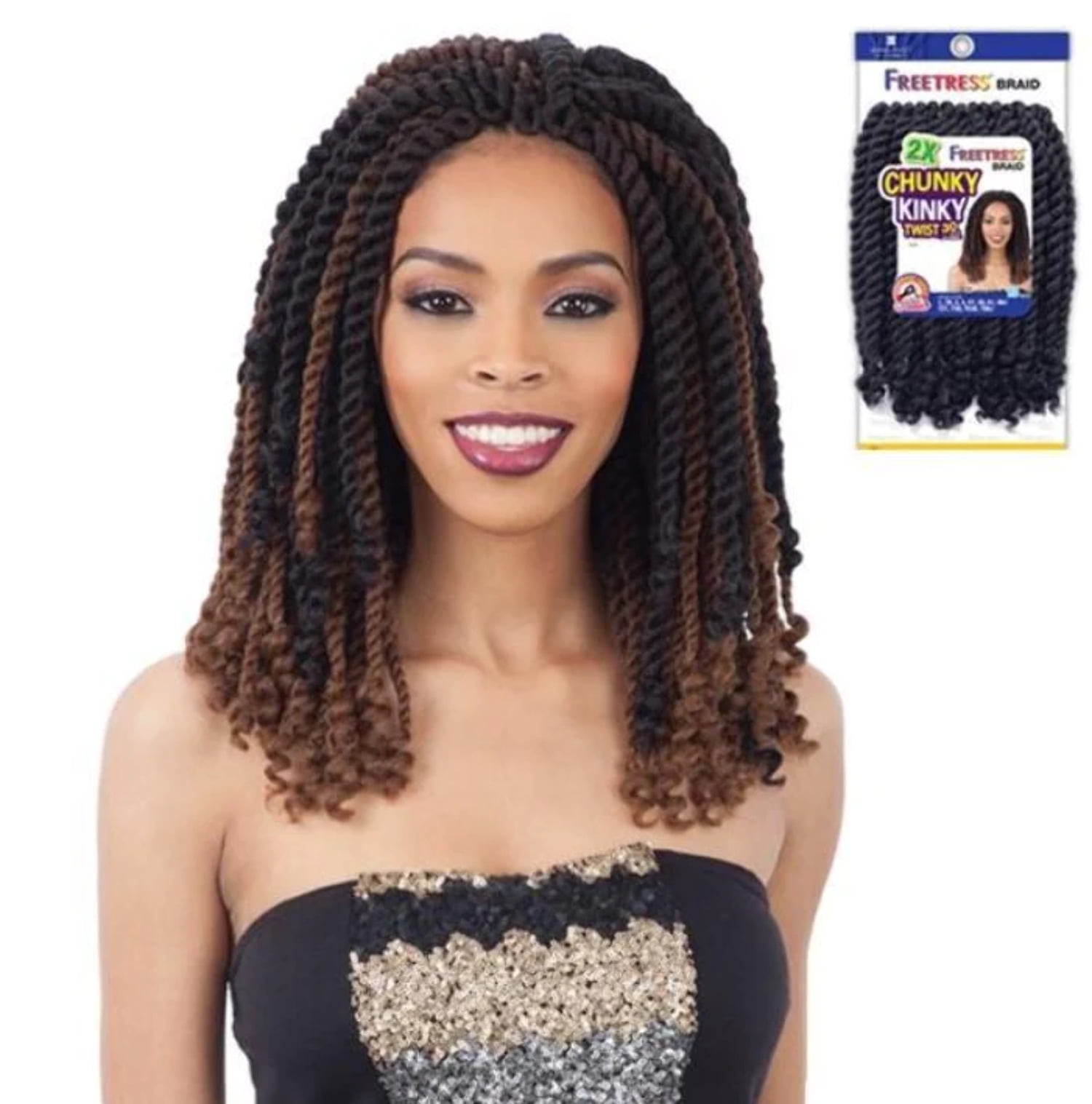 FreeTress Synthetic Hair Crochet Braids 2X Chunky Kinky Twist 10 ...
