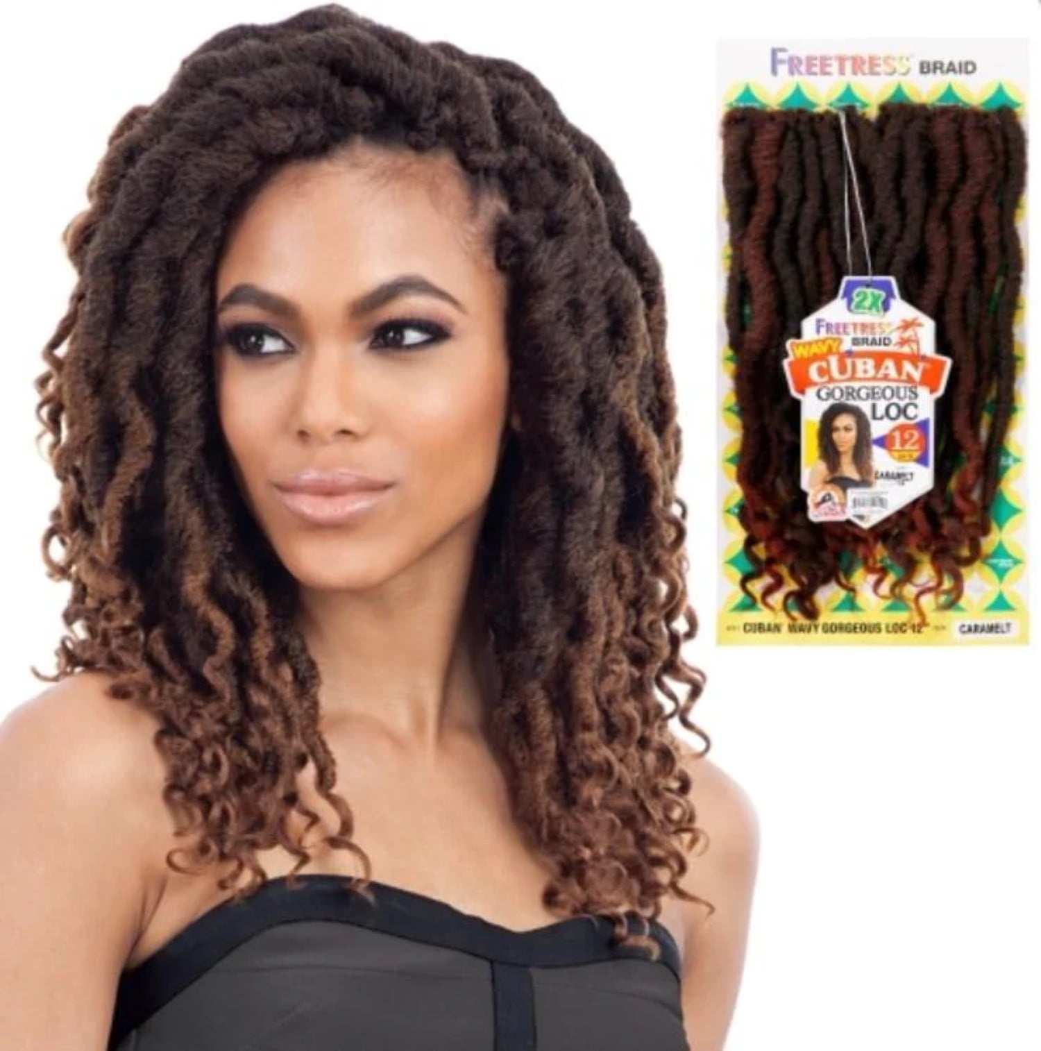 FreeTress Synthetic Hair Crochet Braids 2X Cuban Wavy Goddess Loc 12 ...