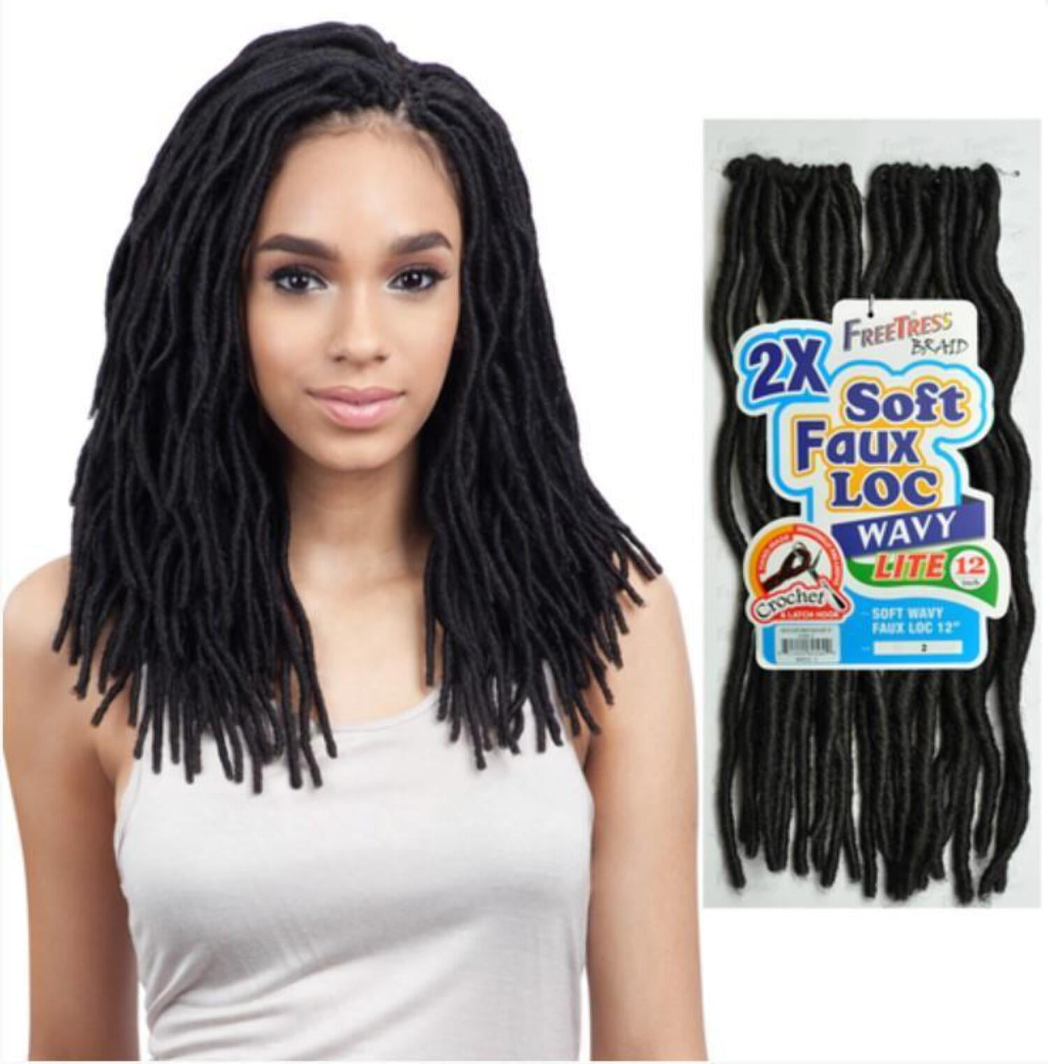 FreeTress Synthetic Hair Crochet Braids 2X Soft Wavy Faux Loc 12 ...