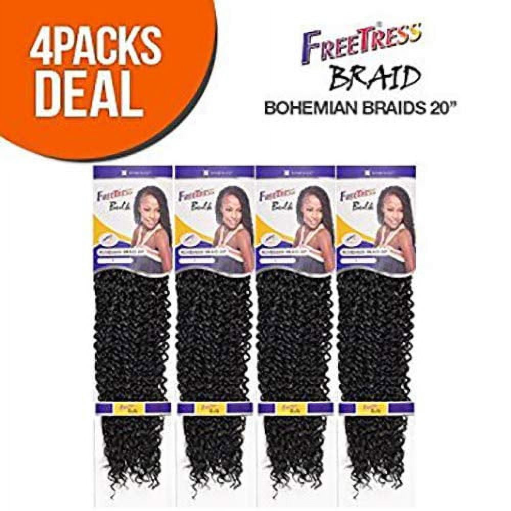 FreeTress Synthetic Hair Crochet Braids Bohemian Braids 20" (4-Pack ...