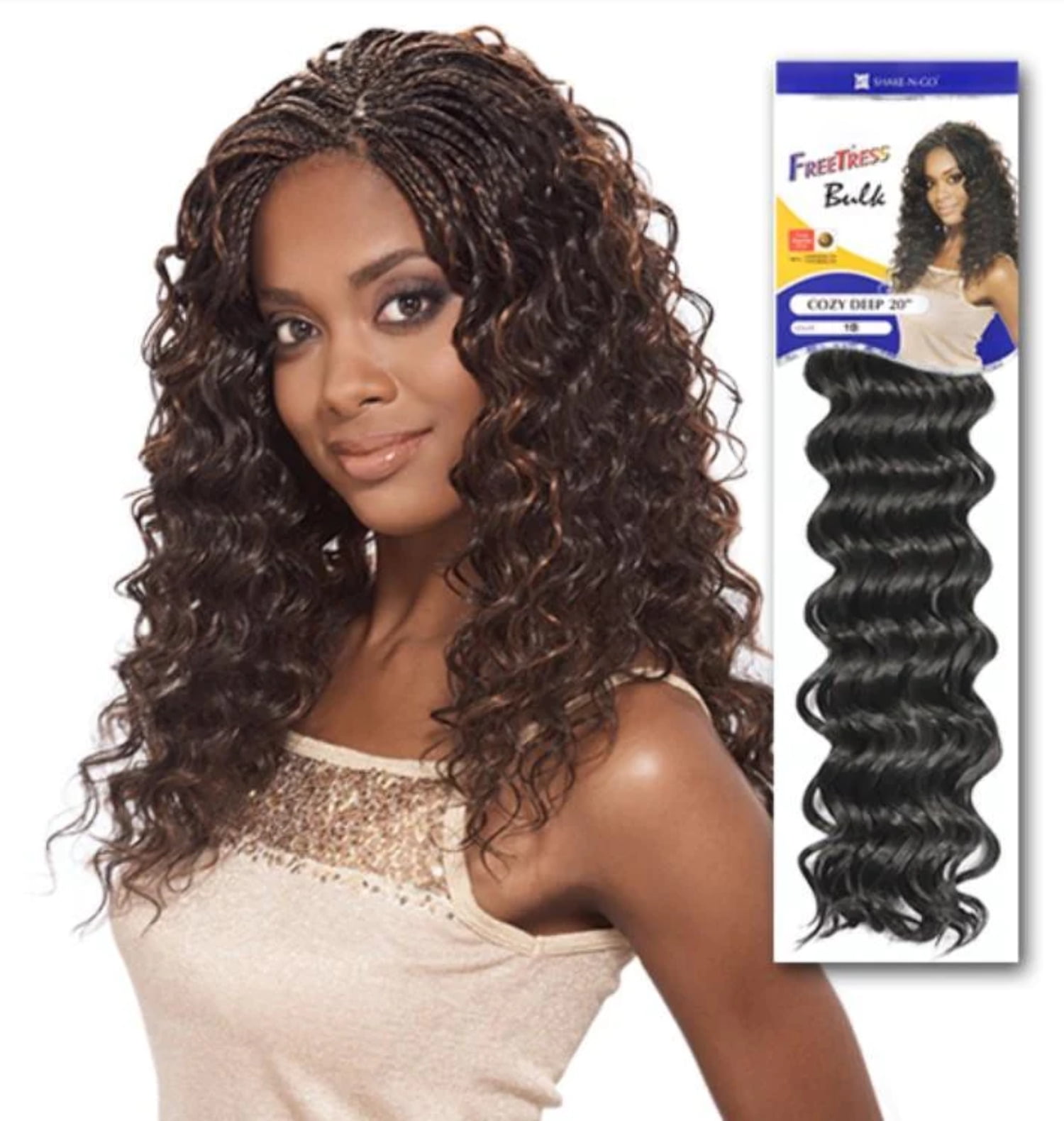 FreeTress Synthetic Hair Crochet Braids Cozy Deep 20 - Walmart.com