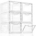 Freebat 6 Pack Stackable Storage Bins With Lids Plastic Bins For