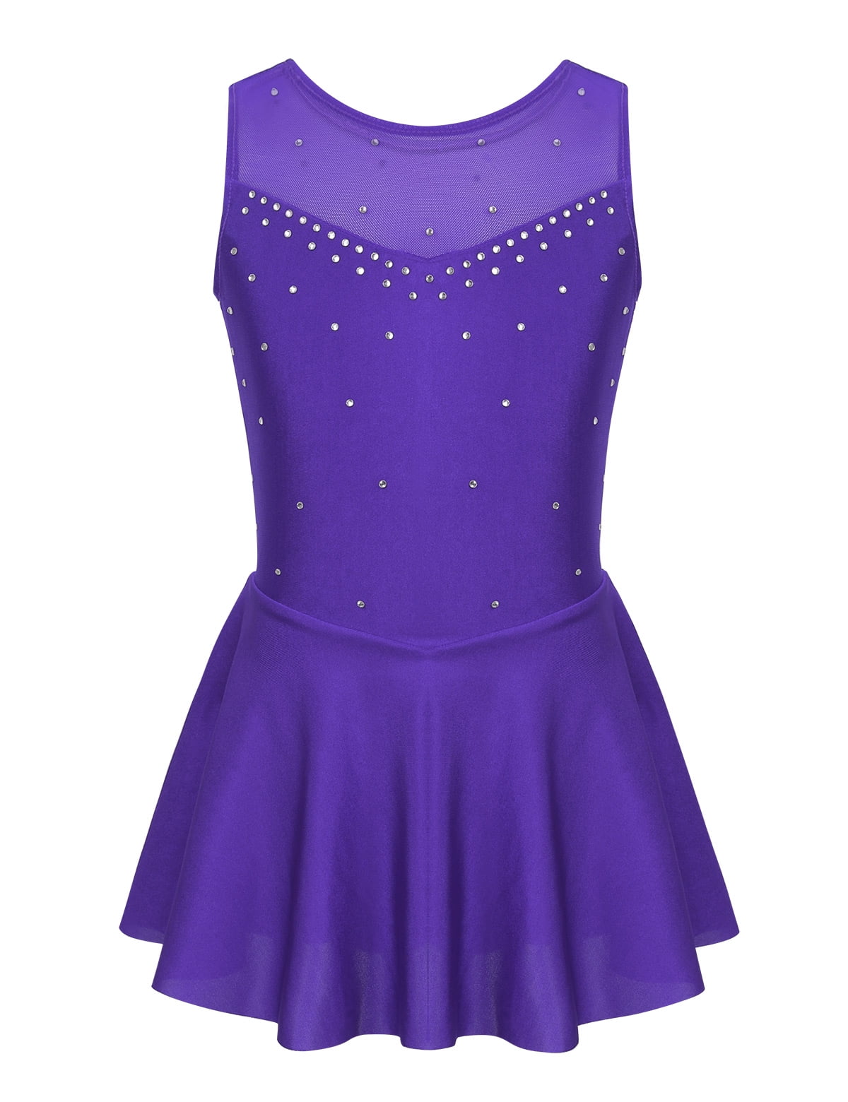 Freebily Girls Sleeveless Sparkly Rhinestone Roller Skating Dresses for ...
