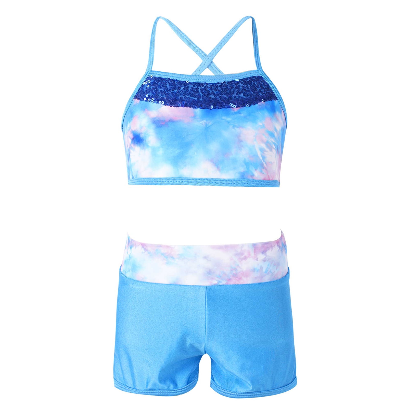 Freebily Kids Girls Swimsuit Shiny Mermaid Scales Printed Tankini ...