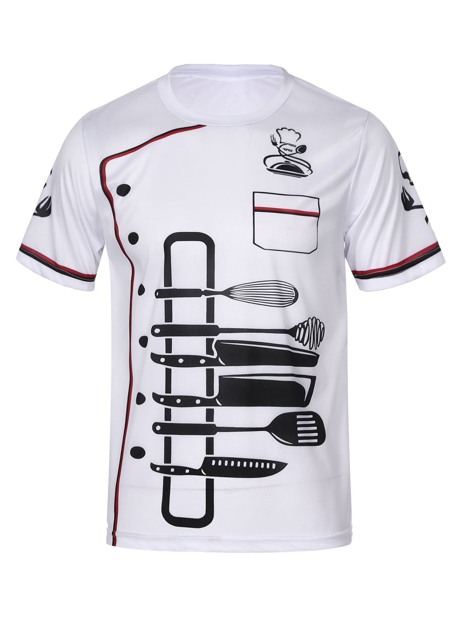 Freebily Men Women Unisex 3D Chef Shirts Personalized All Over Printing ...