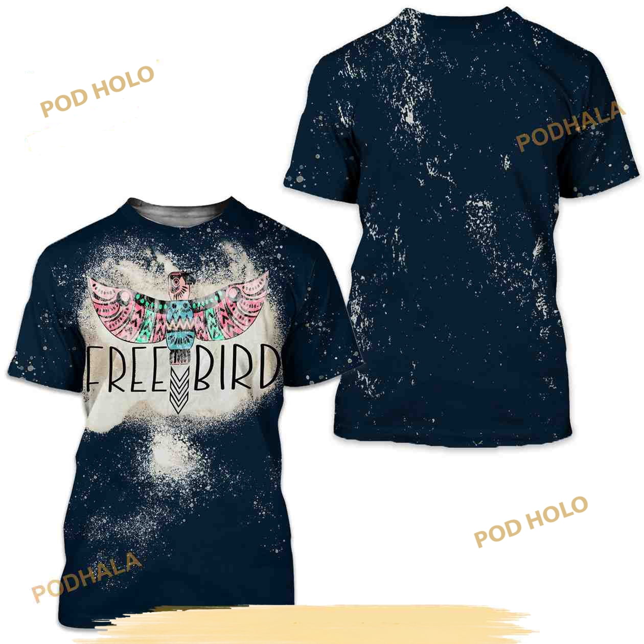 Freebird Bleached All Over Print 3D Shirt - Walmart.com