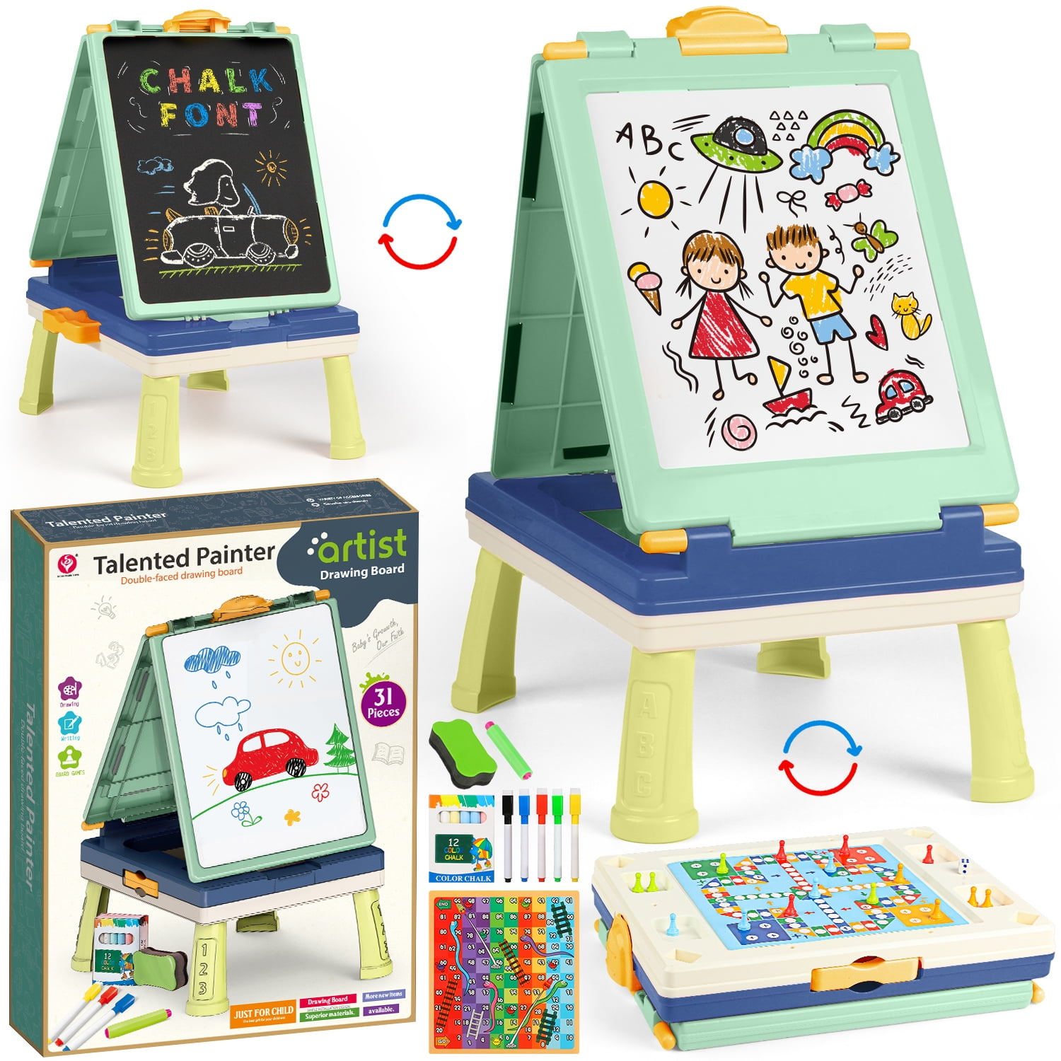 Freecat Easel for Kids, Toddlers' Double Sides Drawing Board with ...