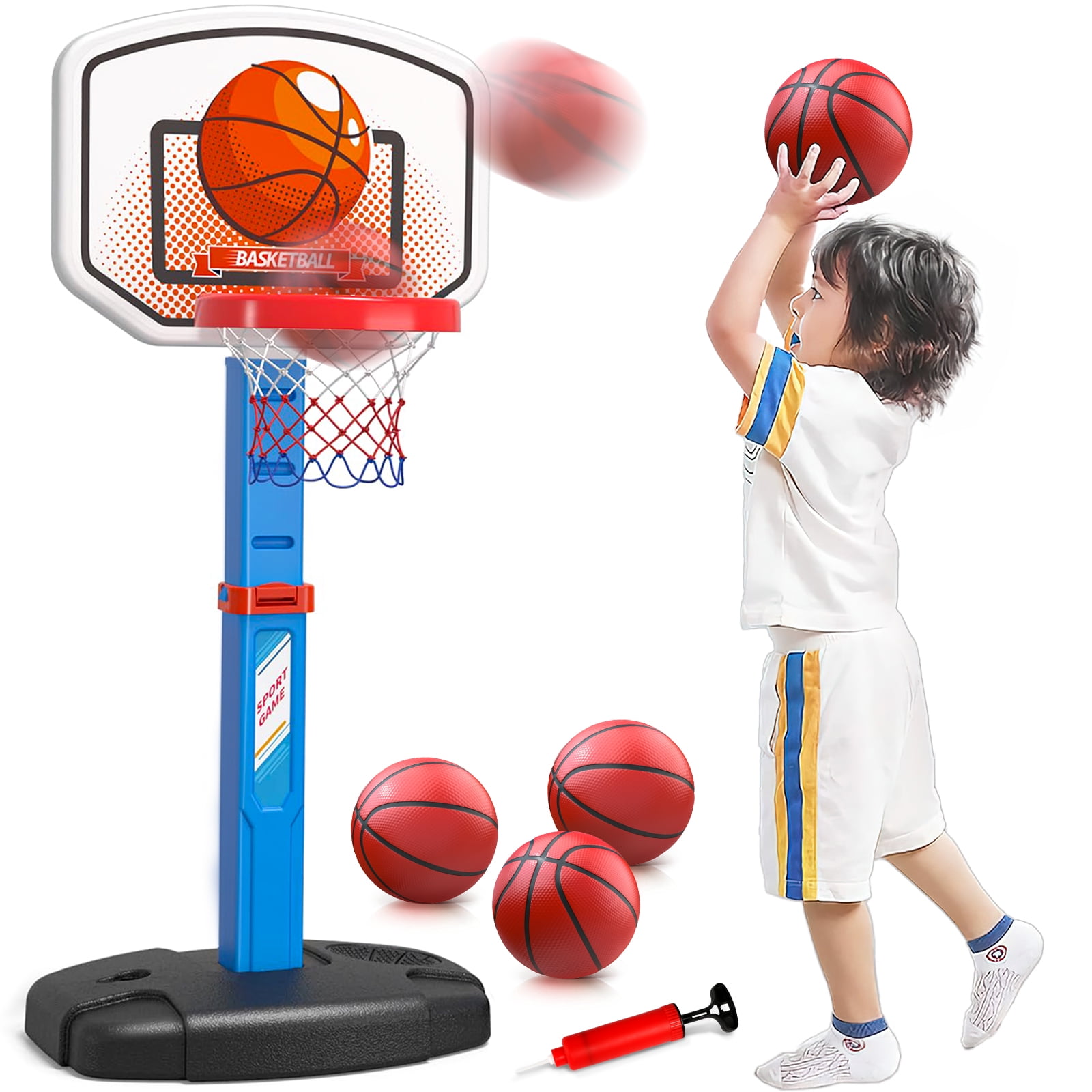 Freecat Toddler Basketball Hoops with 4 Balls, Adjustable Height Stand ...