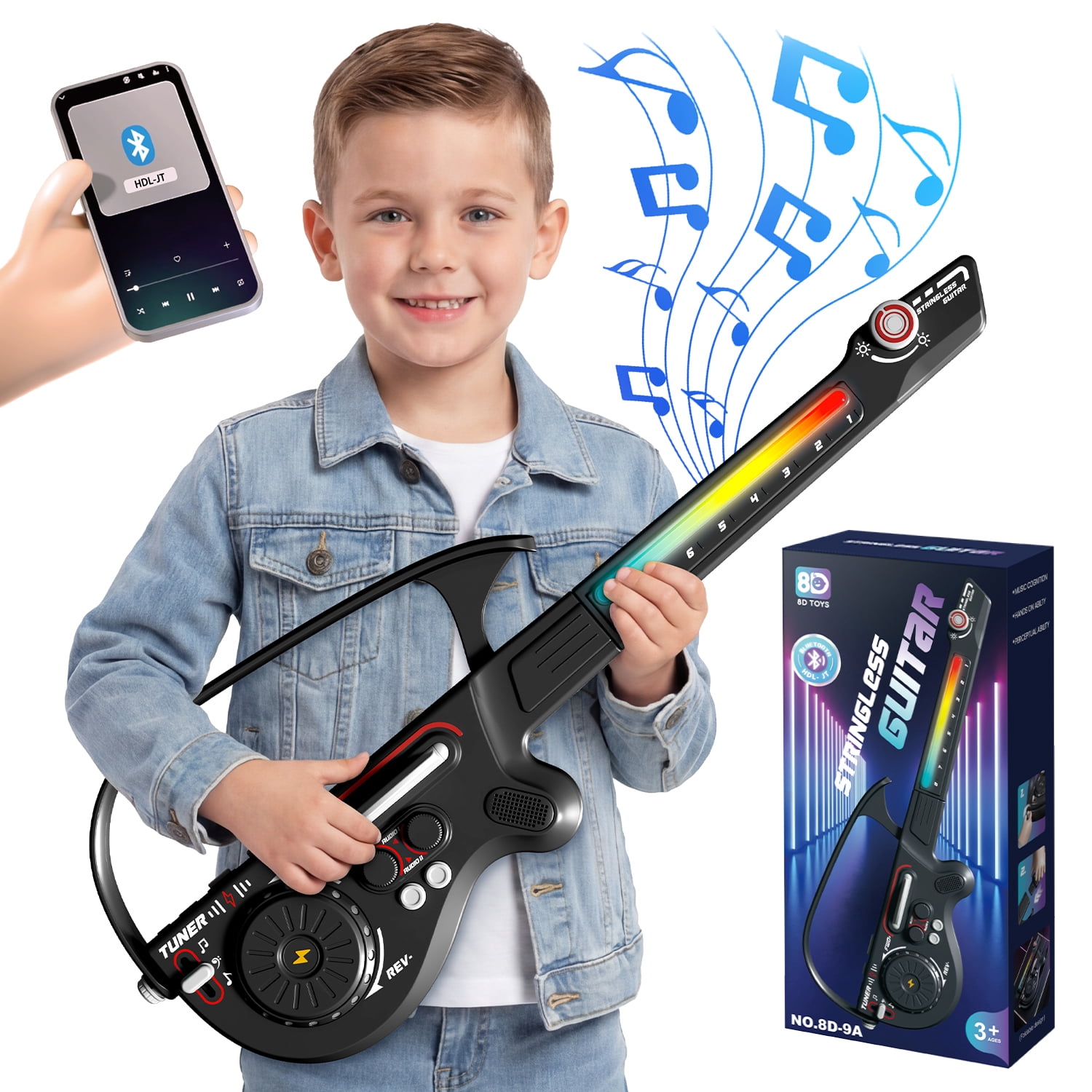 Freecat Kids Toy Guitar for Toddlers Ages 3 4 5 6 Years, Cool Black Toy ...