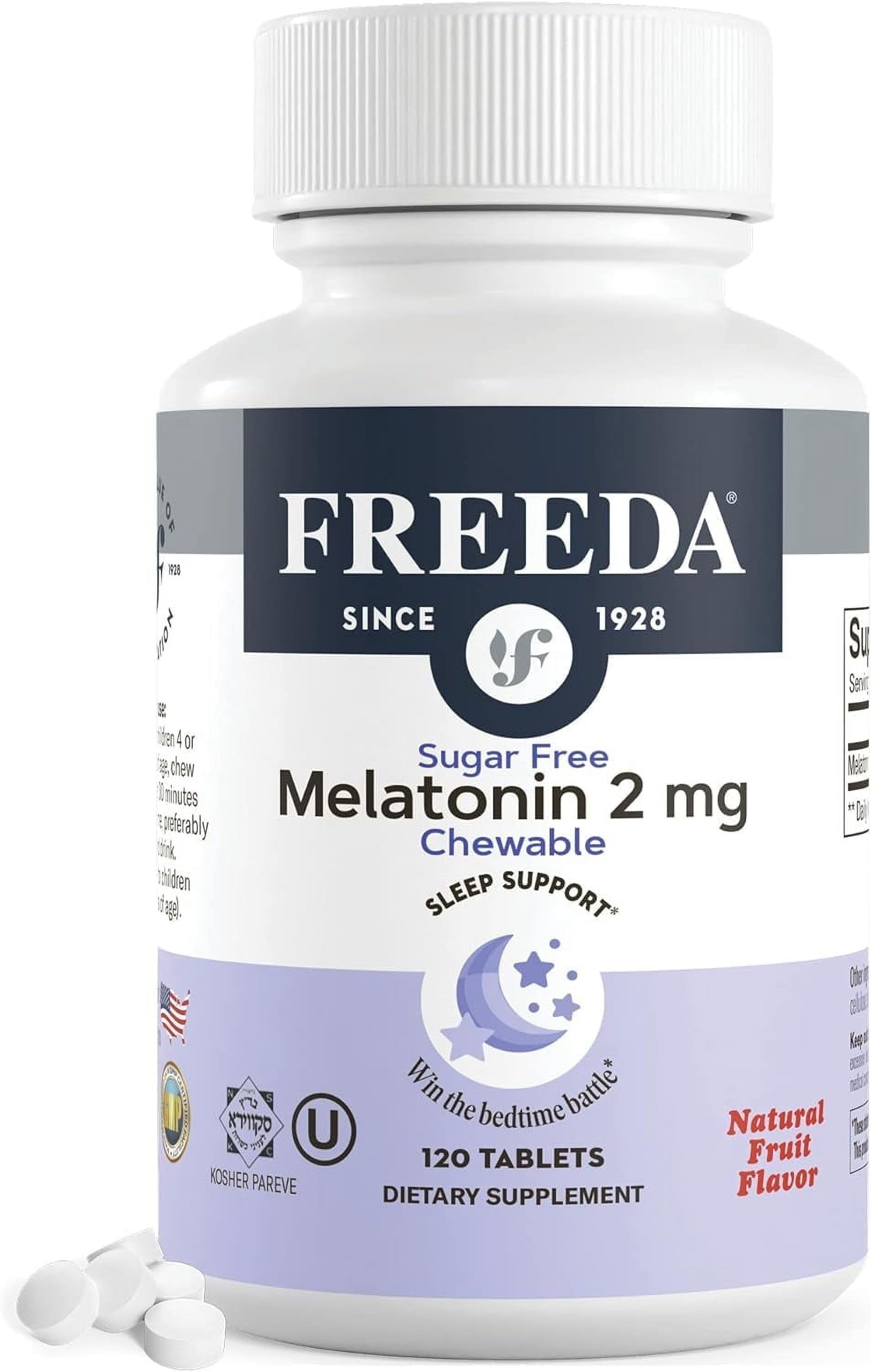 FREEDA Chewable Melatonin - 2mg Sleep Aid for Adults, Teenagers & Kids ...