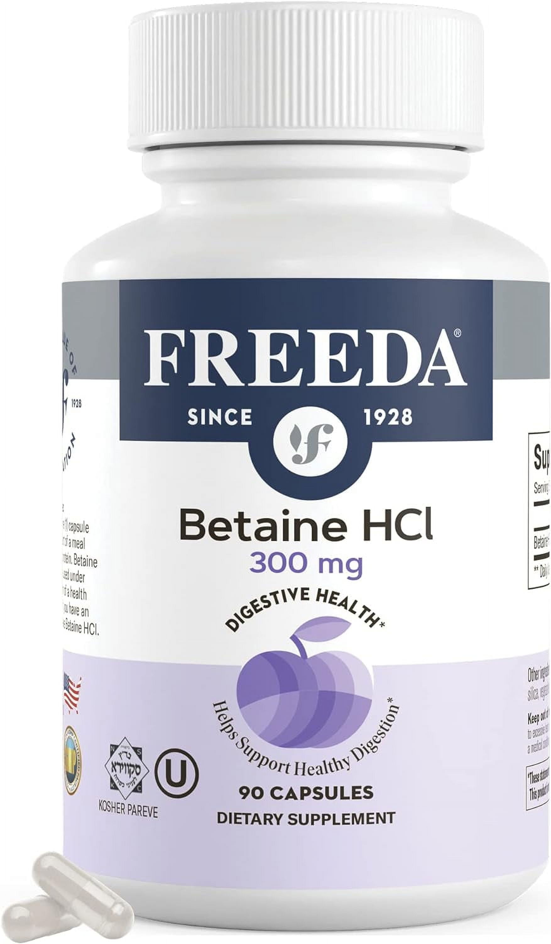 Freeda Betaine HCl Supplement for Digestive Health, 90 Capsules ...