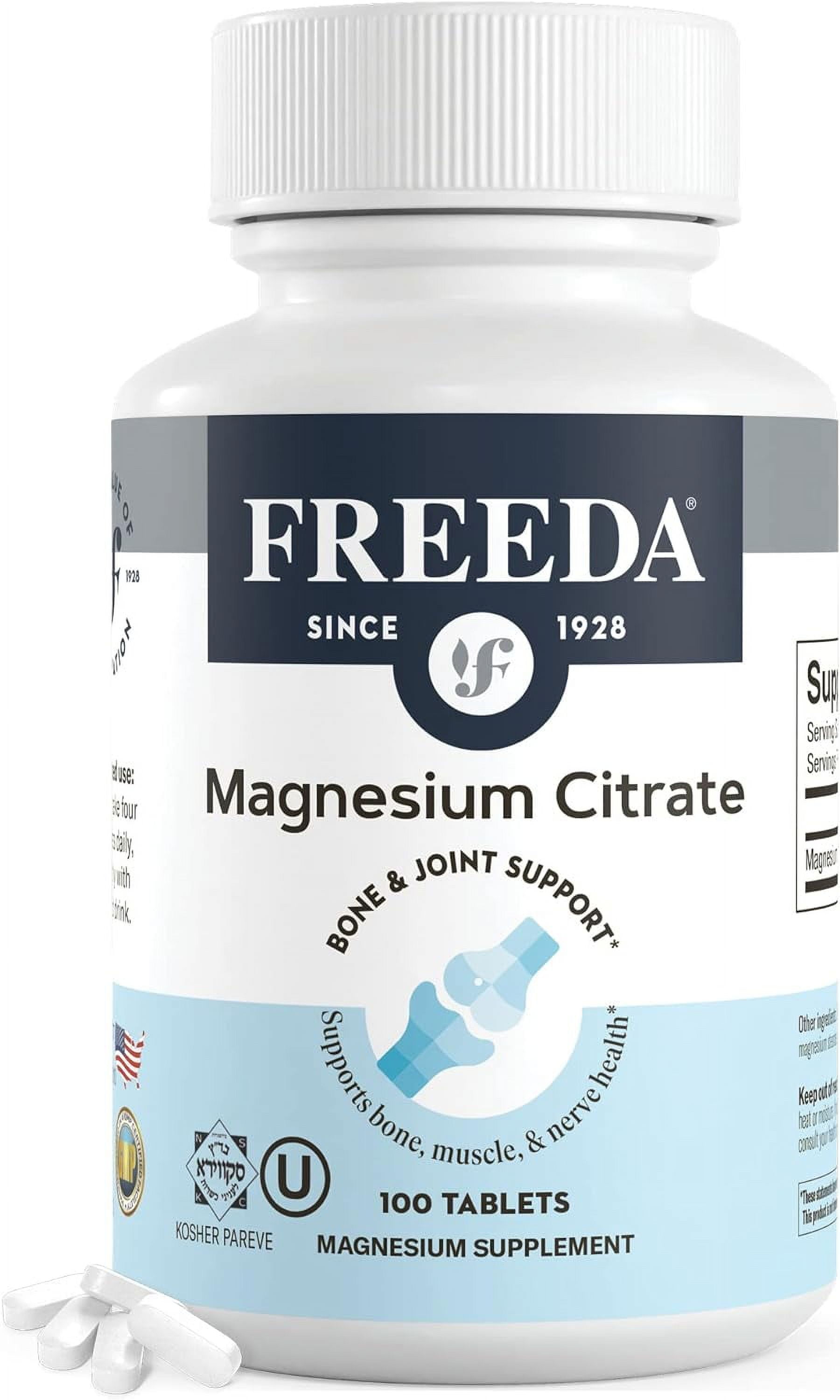 Freeda Magnesium Citrate Supplement Tablets for Bone and Joint Support ...