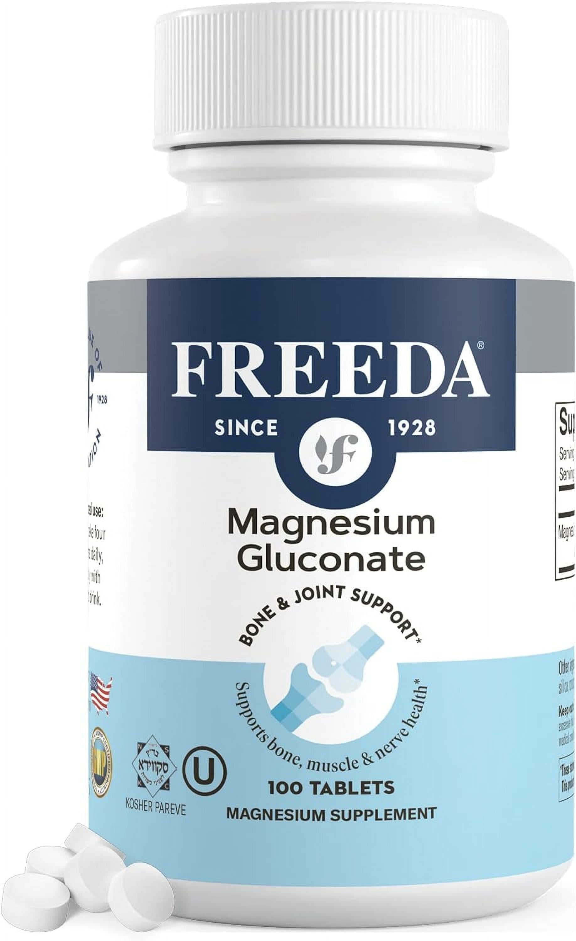 Freeda Magnesium Gluconate Supplement, Muscle Relaxer for Bone Health ...