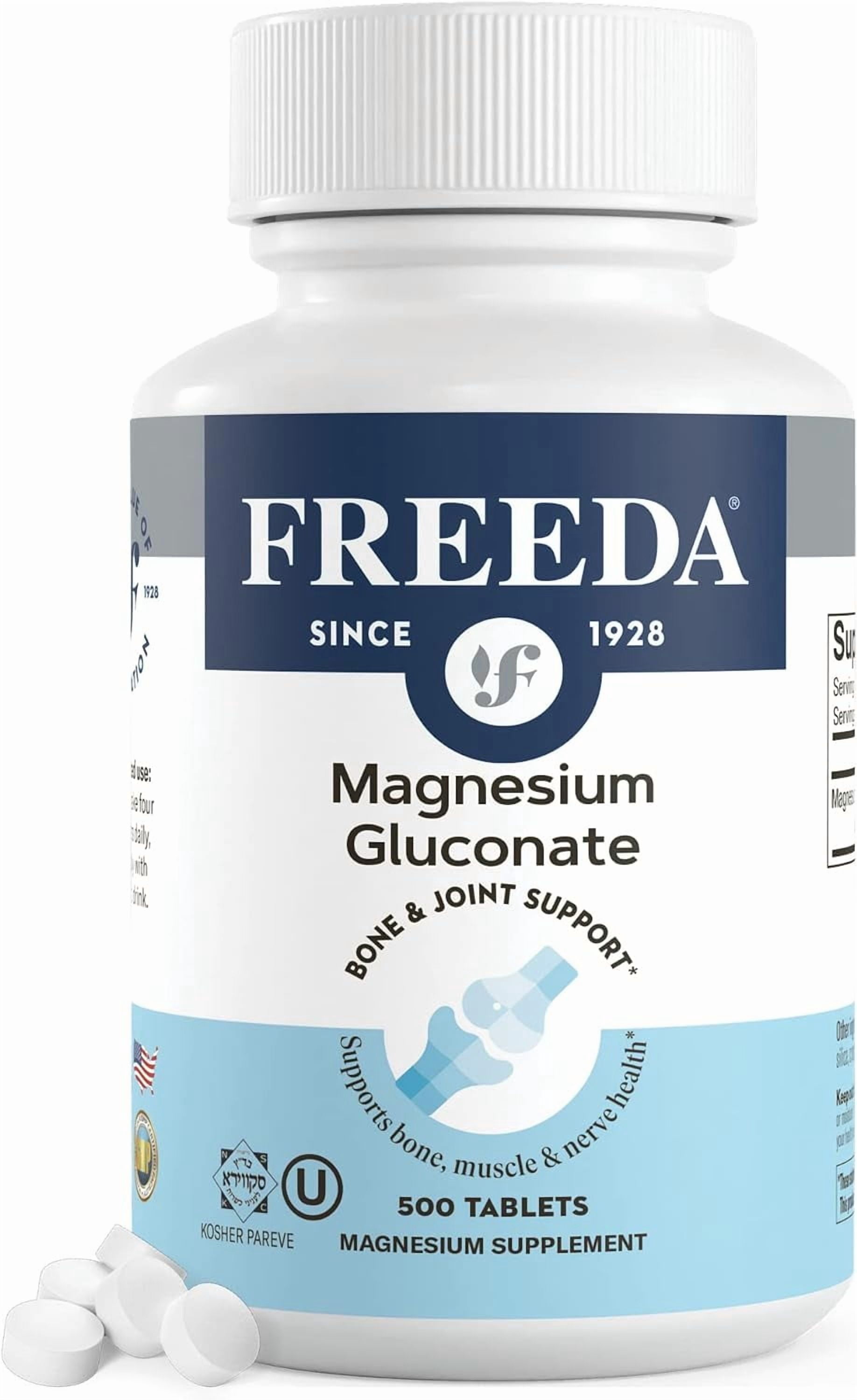 Freeda Magnesium Gluconate - Kosher Vegan Magnesium Supplement for Men ...