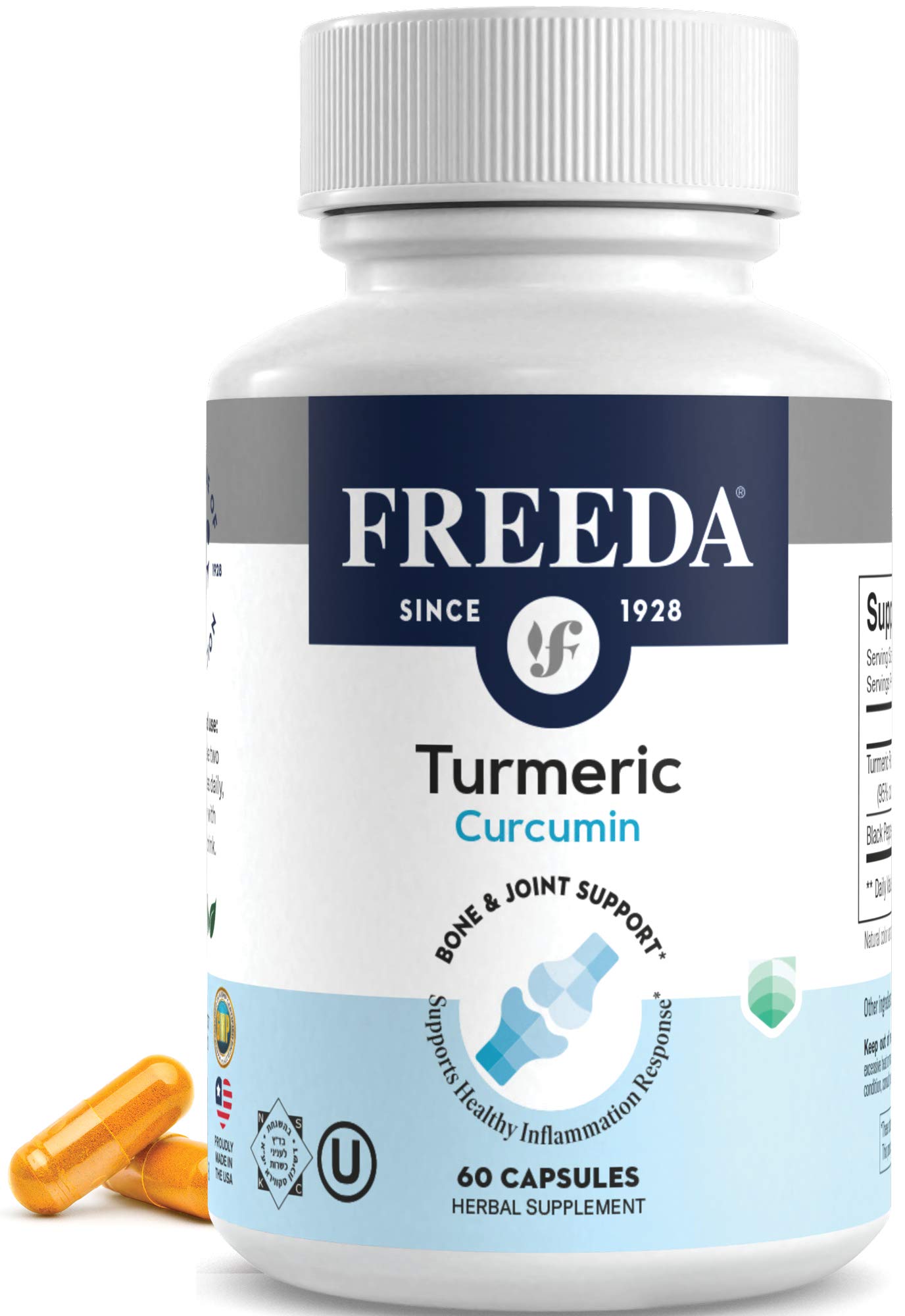 Freeda Turmeric Curcumin with Black Pepper - Kosher Vegan Gluten Free ...
