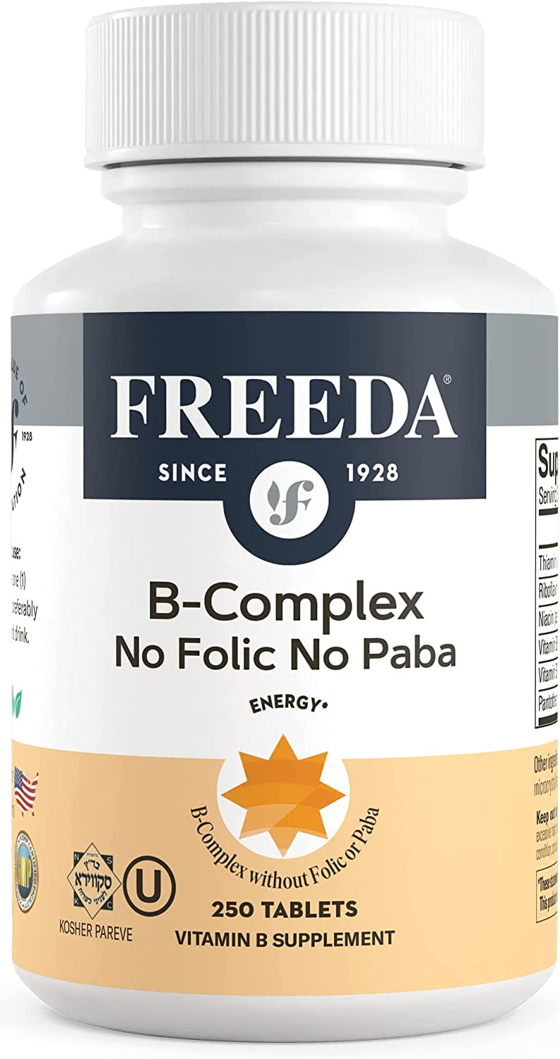 Freeda Vitamin B Complex Supplements No Folic Acid Vegan Gluten Free B ...