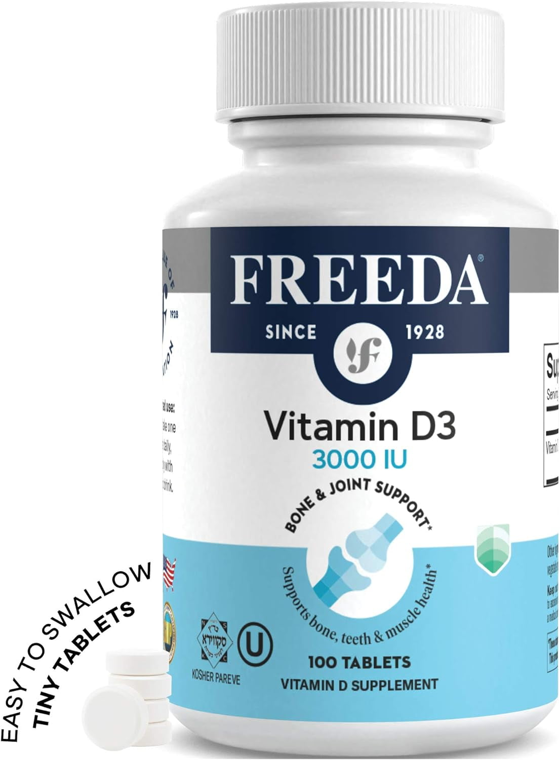 Freeda Vitamin D3 3000 IU Supplement, Bone Teeth Immune Support, Kosher ...