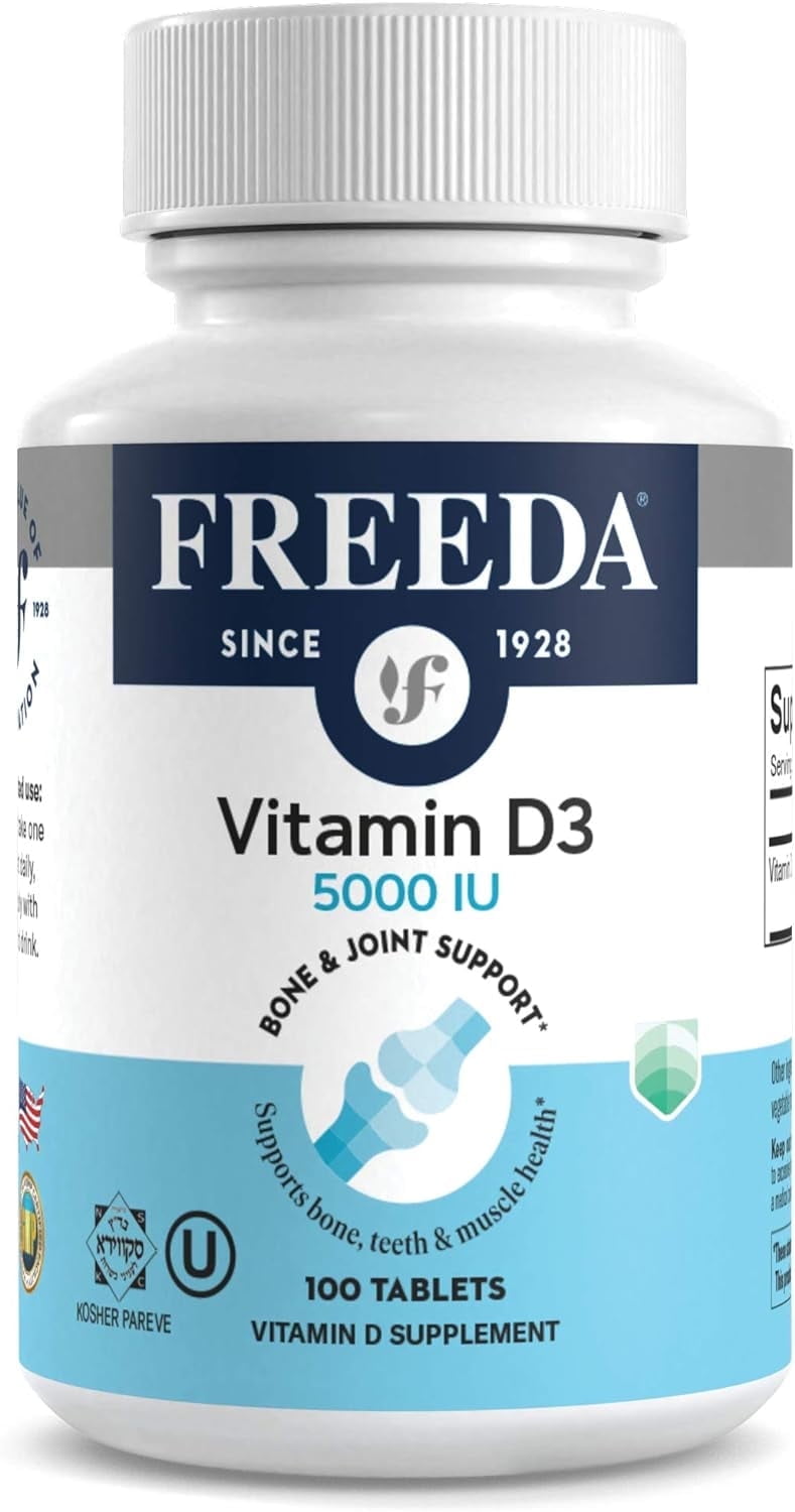Freeda Vitamin D3-5000 IU Pure High Potency Vit D Supplement Tablets ...