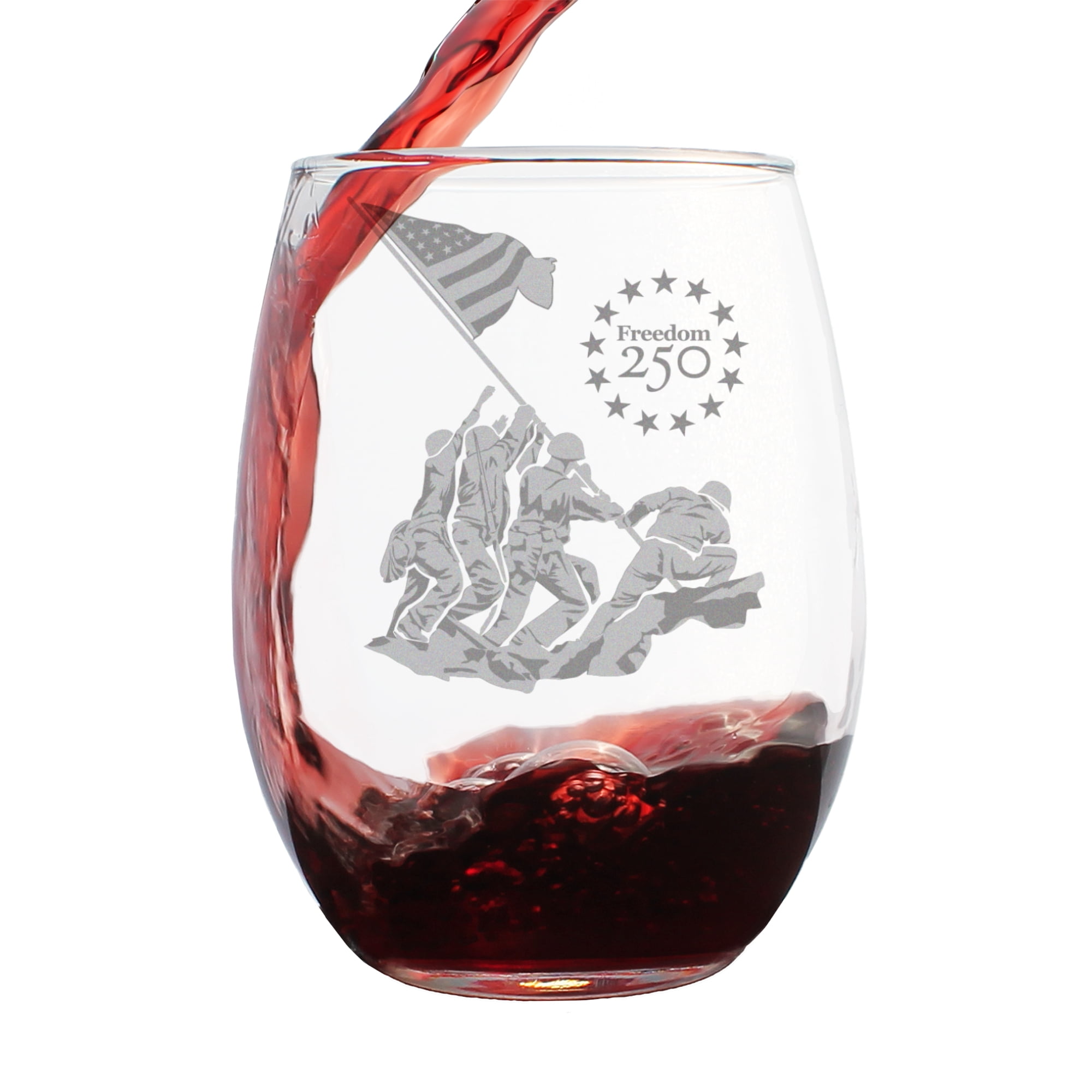 Freedom 250 Raising the Flag on Iwo Jima Stemless Wine Glass - Official ...