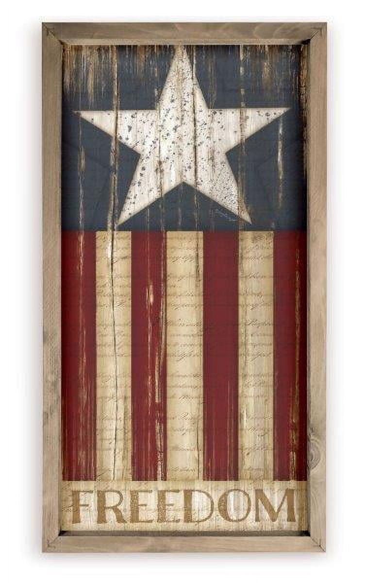 Freedom American Flag Rustic Framed Wood Farmhouse Wall Sign 9x18 ...