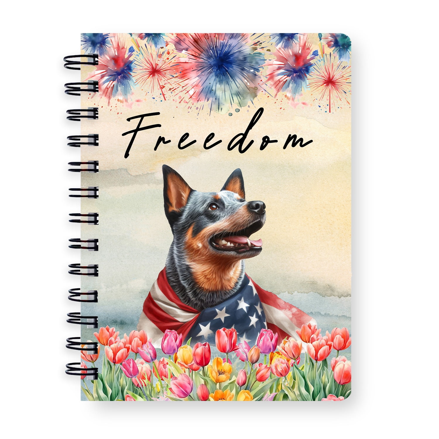 Freedom Australian Cattle Dog on Independence Day 4th of July Spiral ...