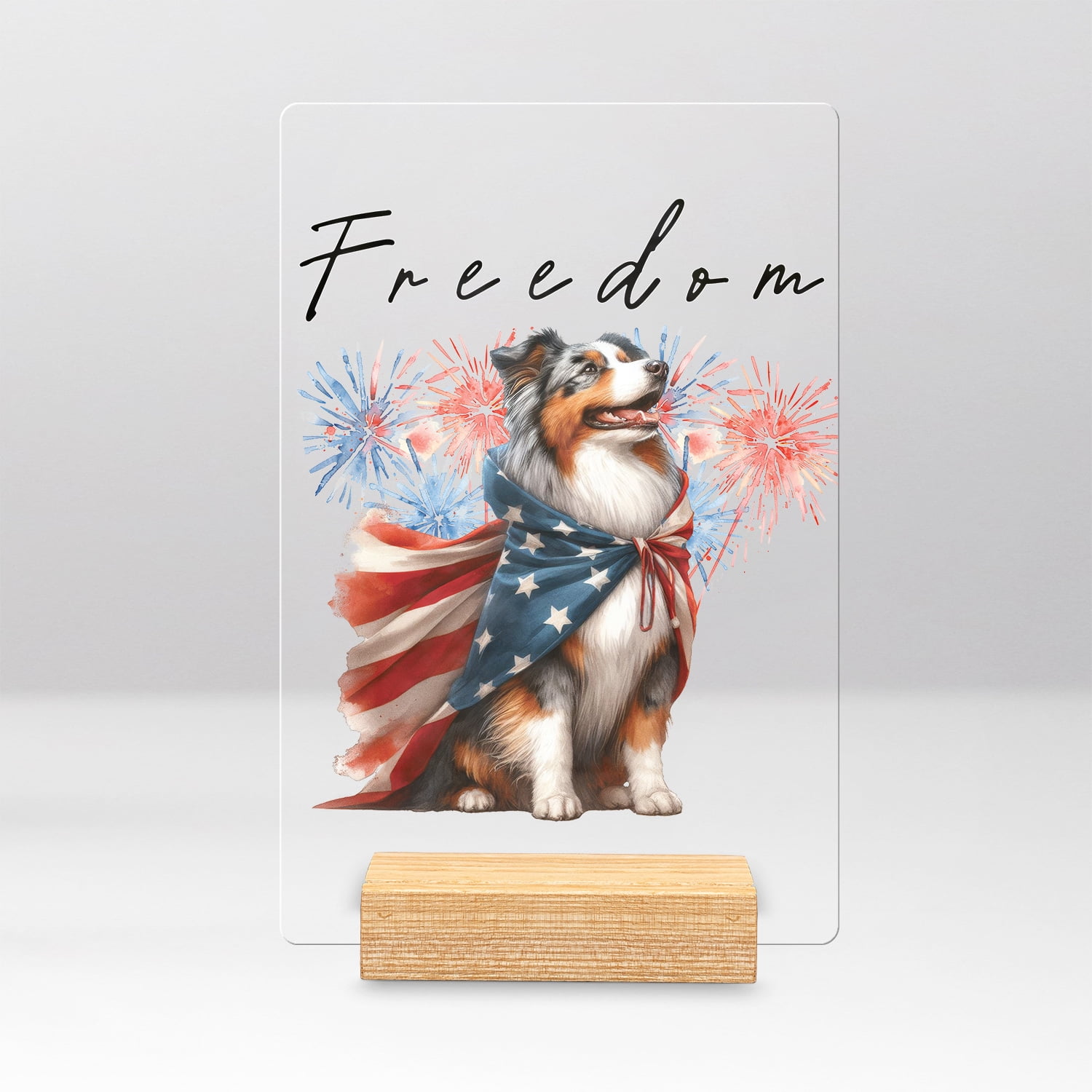 Freedom Australian Shepherd on Independence Day 4th of July Acrylic ...