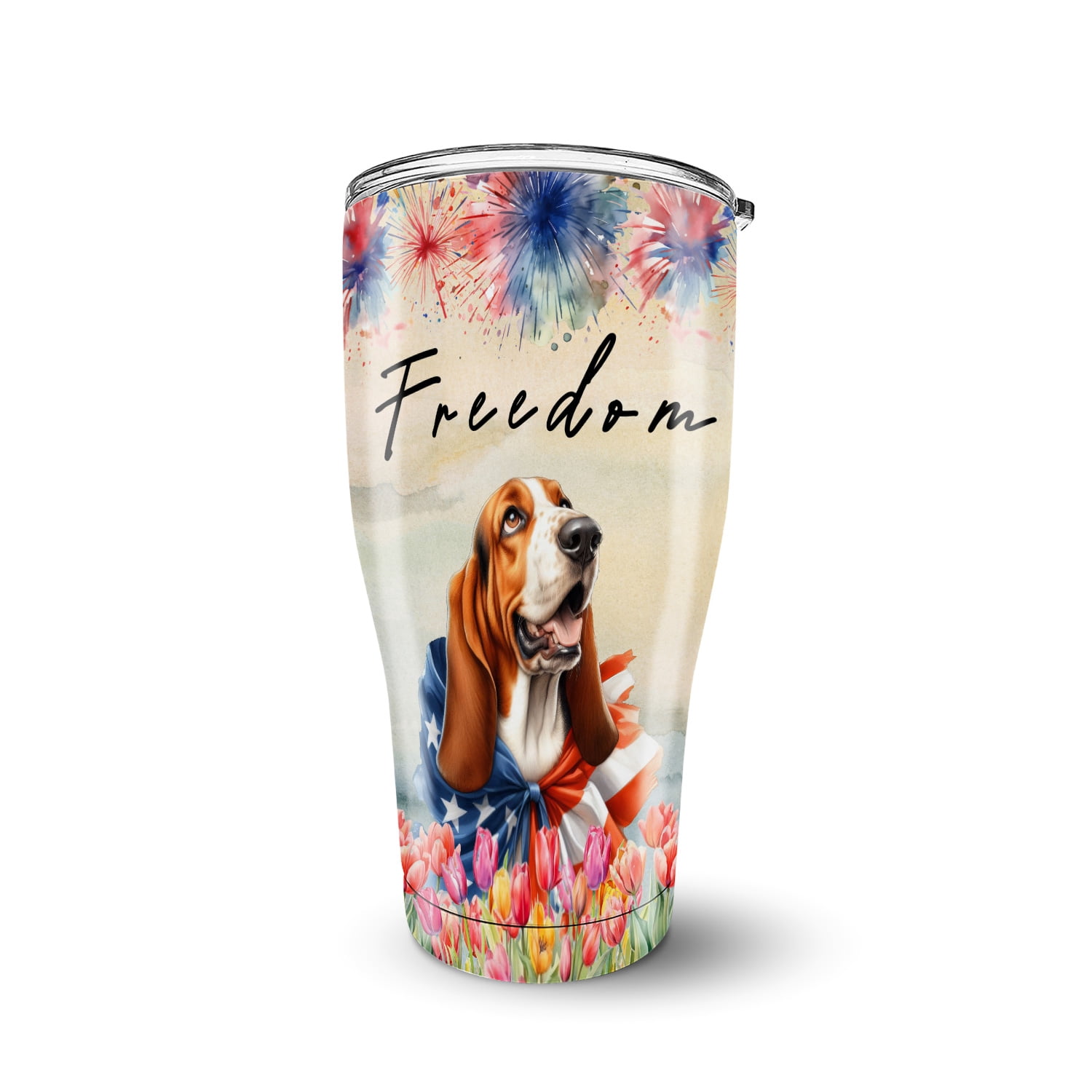 Freedom Basset Hound on Independence Day 4th of July 30oz Stainless ...