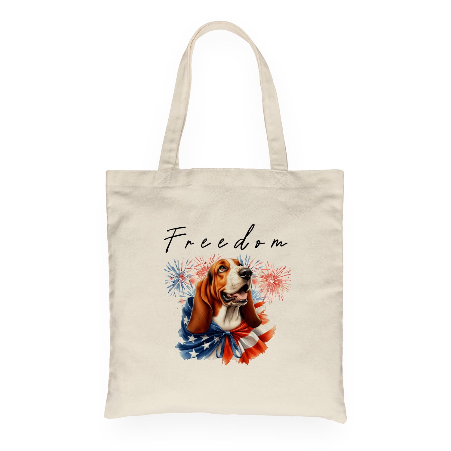 Freedom Basset Hound on Independence Day 4th of July Canvas Tote Bag ...