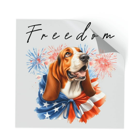 Freedom Basset Hound on Independence Day 4th of July Cutout Transfer ...